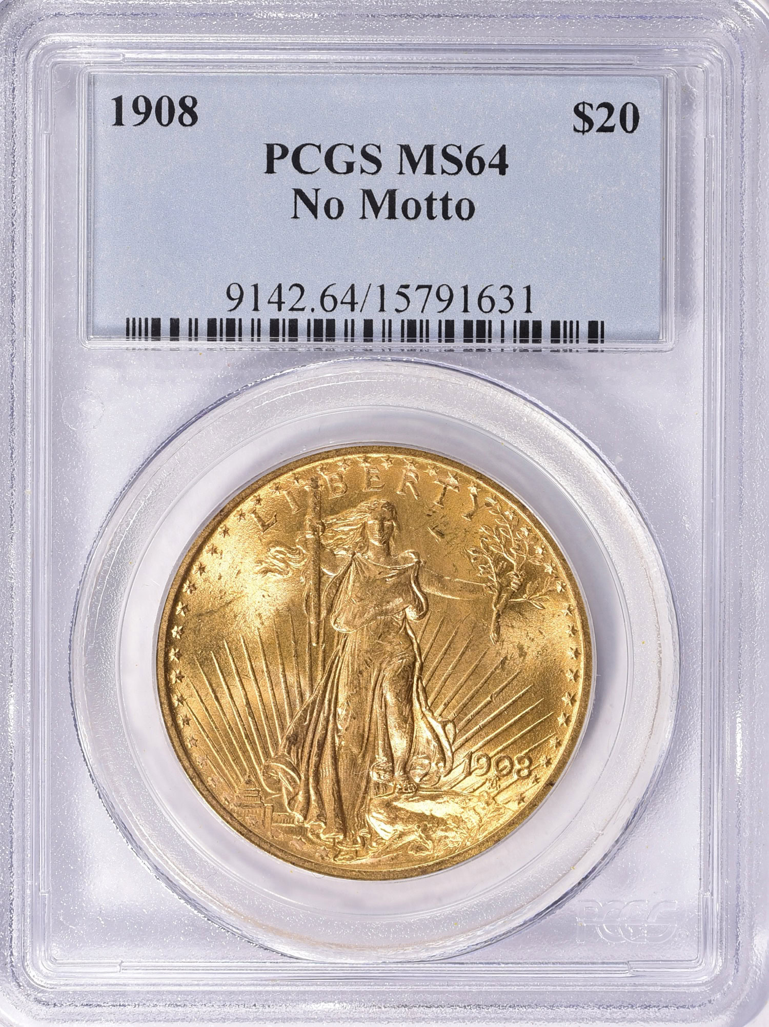 1908 Saint-Gaudens Gold Double Eagle No Motto PCGS MS-64 (Item 1783739) | GreatCollections Coin ...