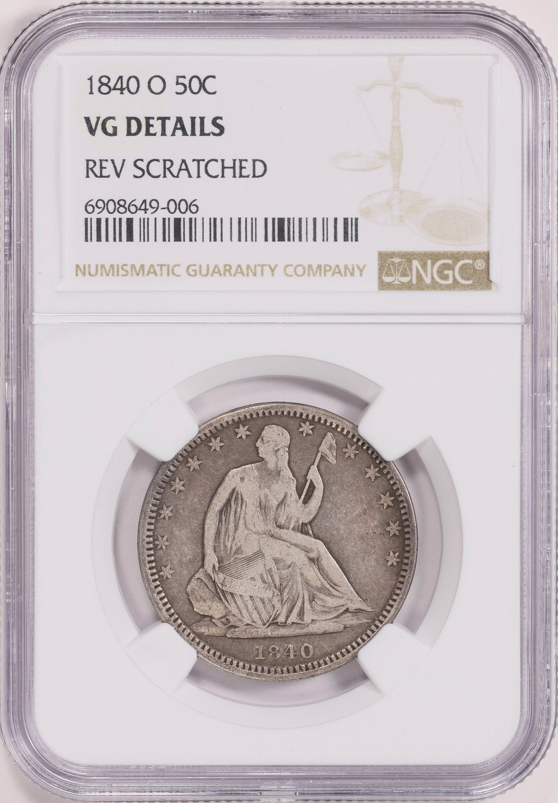 1840-O Seated Liberty Half Dollar NGC VG Details (Item 1783774) | GreatCollections Coin Auctions