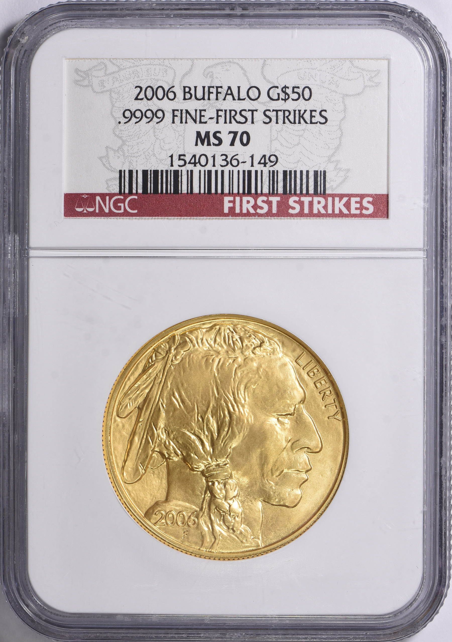 2006 $50 One-Ounce Gold American Buffalo First Strikes NGC MS-70 (Item 1783793 ...