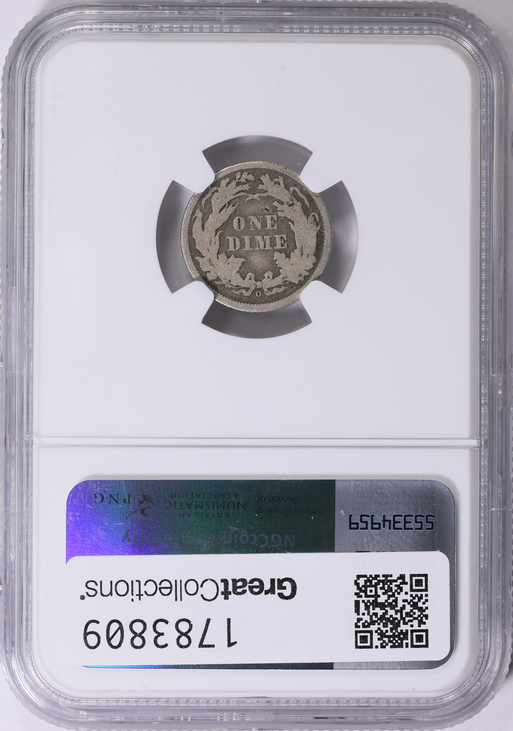 1860-O Seated Liberty Dime NGC VG Details (Item 1783809) | GreatCollections Coin Auctions