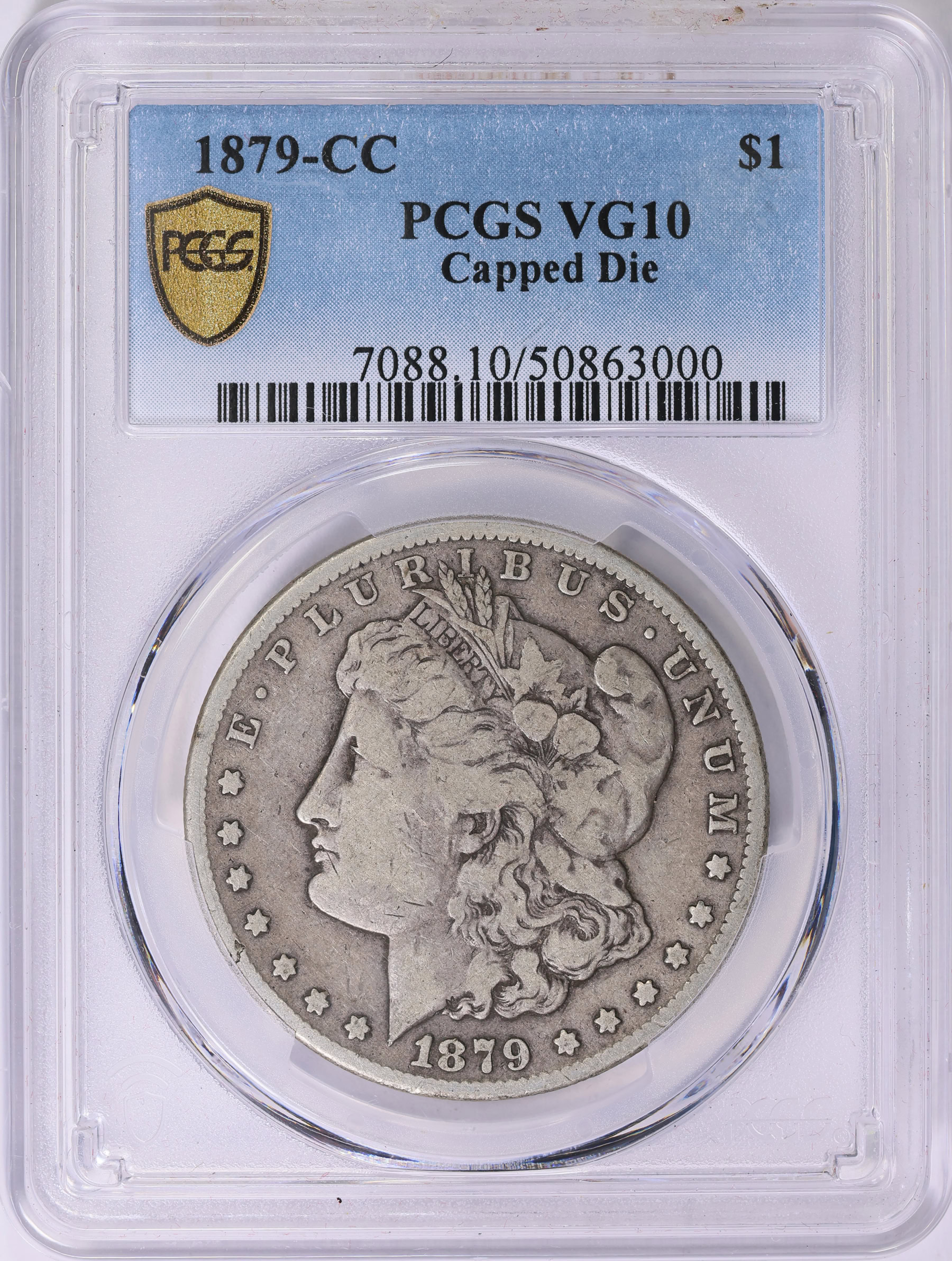1879-CC Morgan Silver Dollar Capped Die PCGS VG-10 (Item 1783836) | GreatCollections Coin Auctions