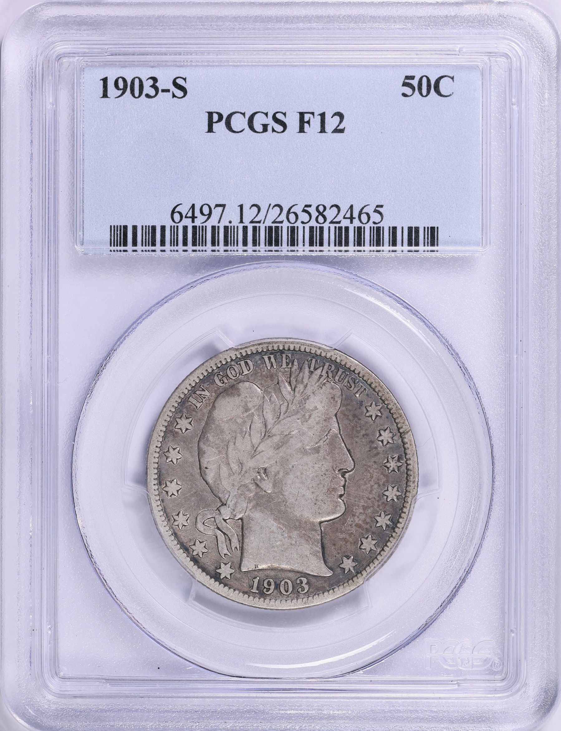 1903-S Barber Half Dollar PCGS F-12 (Item 1784063) | GreatCollections Coin Auctions