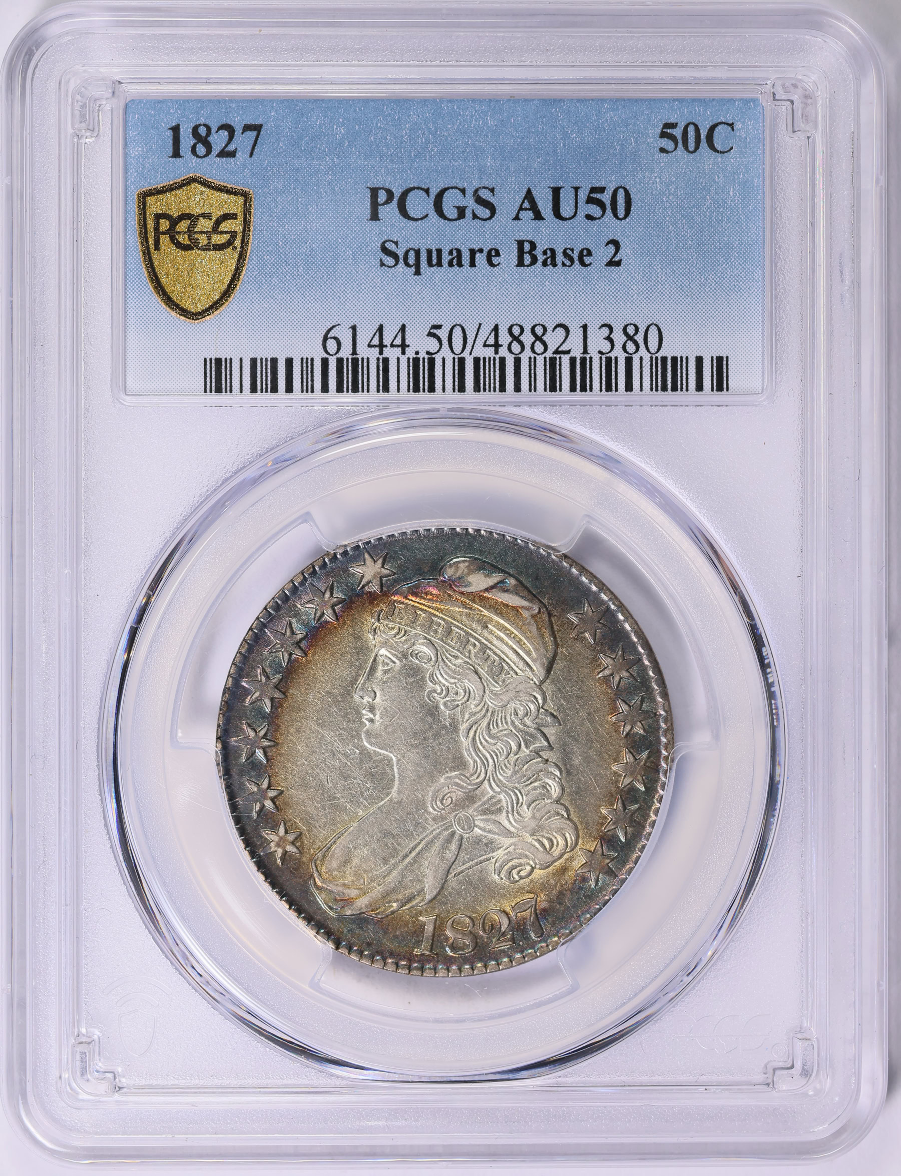 1827 Capped Bust Half Dollar Square Base 2 PCGS AU-50 (Toned) (Item ...