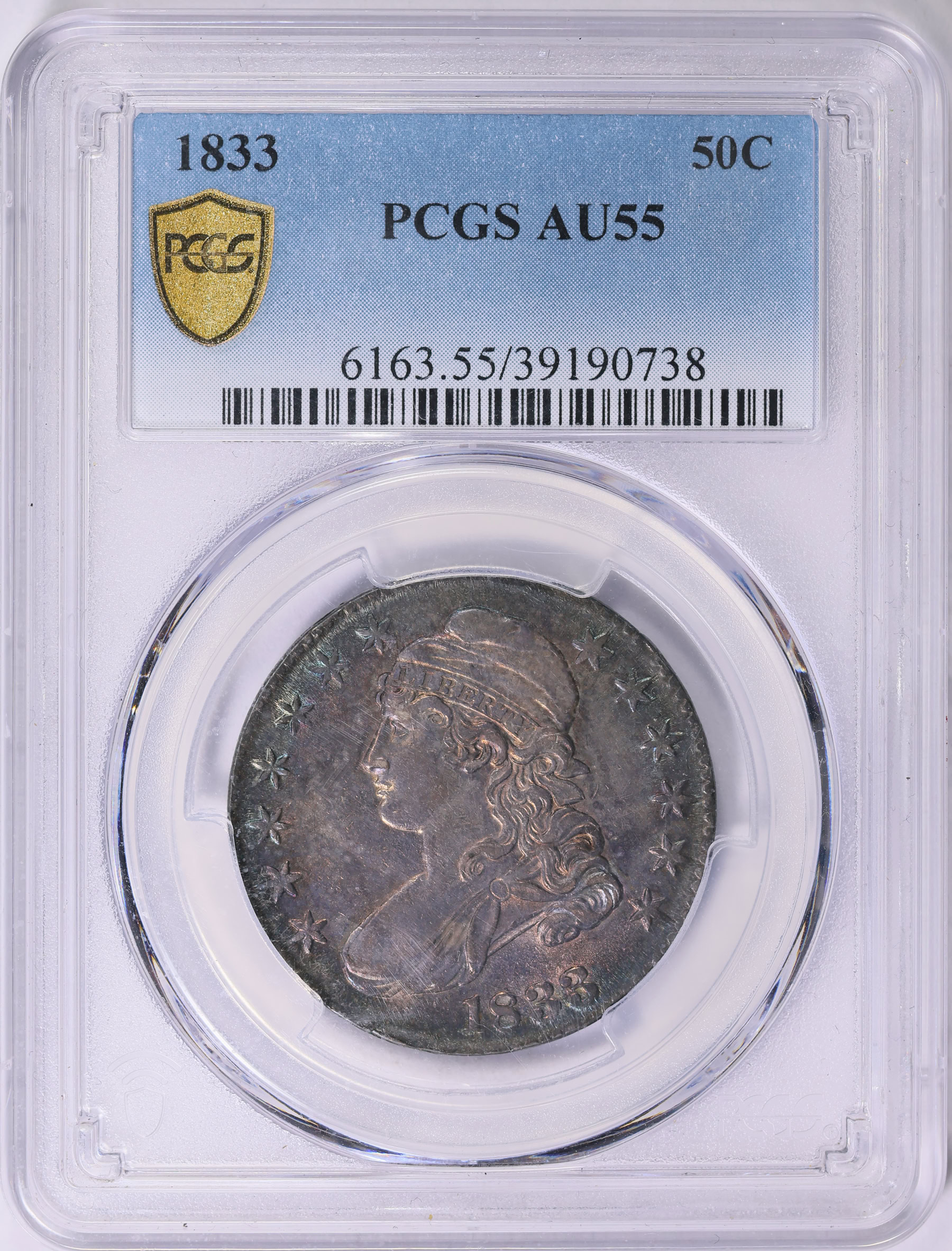 1833 Capped Bust Half Dollar PCGS AU-55 (Toned) (Item 1784086) | GreatCollections Coin Auctions