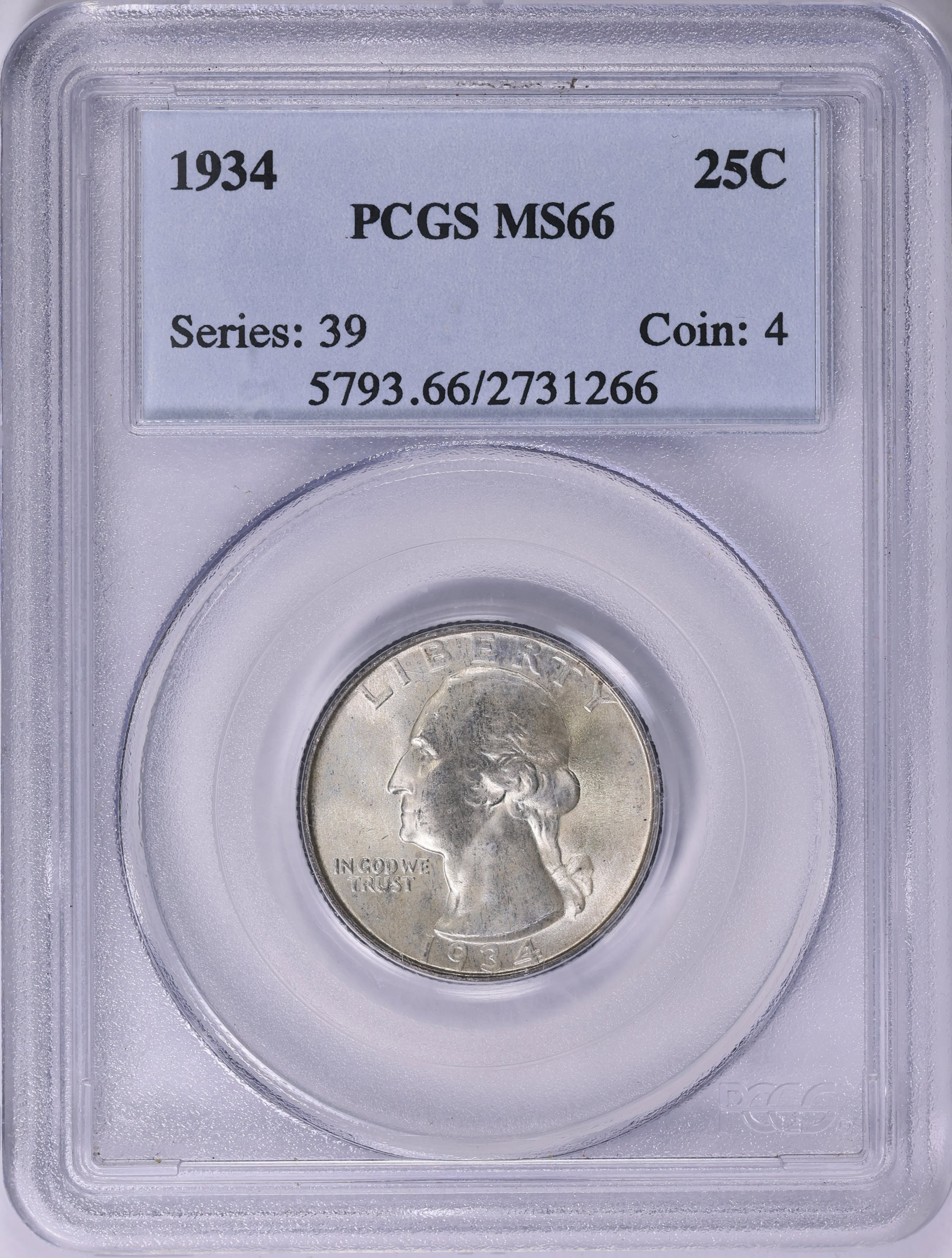 1934 Washington Quarter PCGS MS-66 (Item 1784100) | GreatCollections Coin Auctions