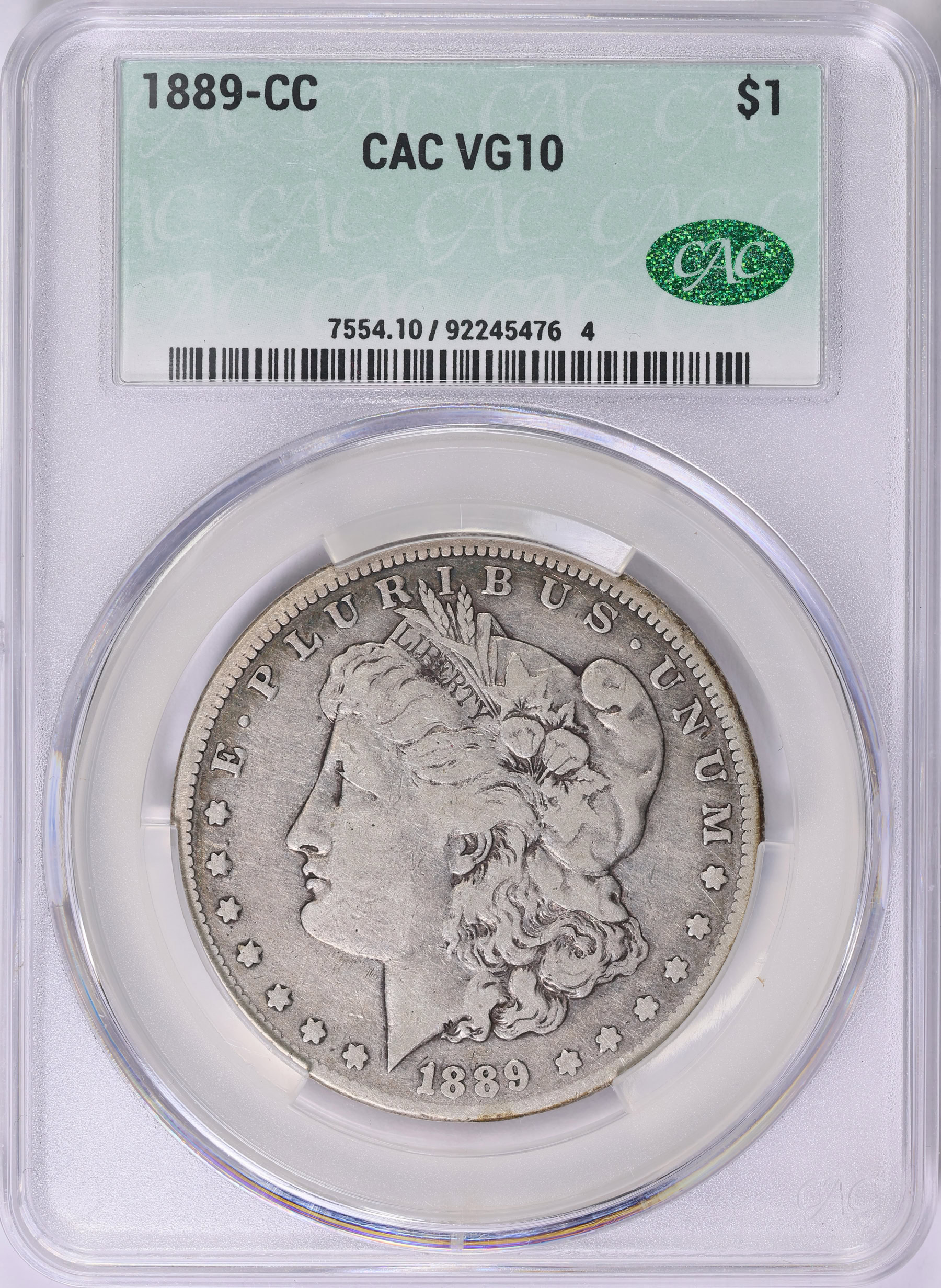 1889-CC Morgan Silver Dollar CACG VG-10 (Item 1784160) | GreatCollections Coin Auctions
