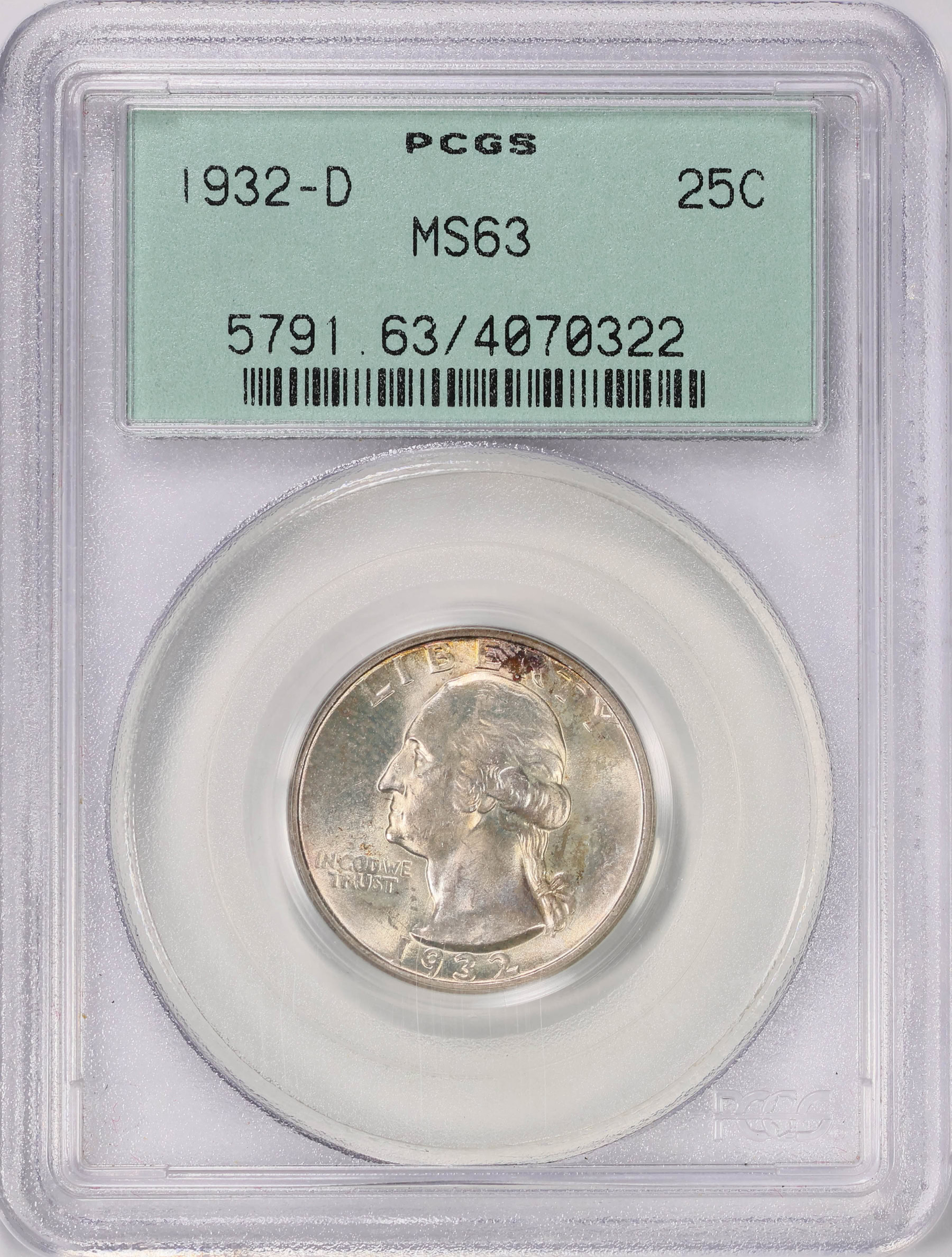 1932-D Washington Quarter PCGS MS-63 OGH (Item 1784231) | GreatCollections Coin Auctions