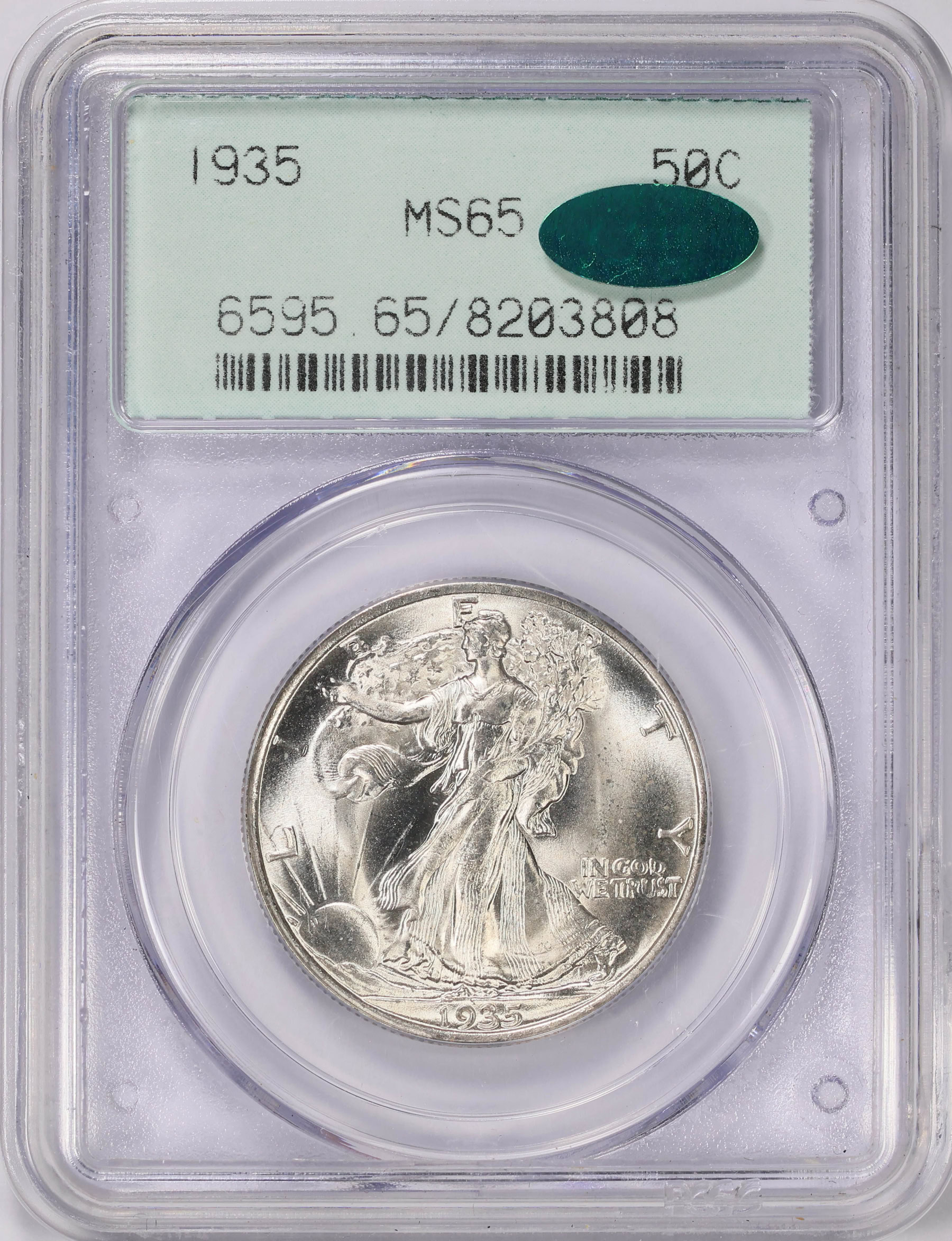 1935 Walking Liberty Half Dollar PCGS MS-65 (CAC Green) OGH (2nd Gen) (Item 1784240 ...