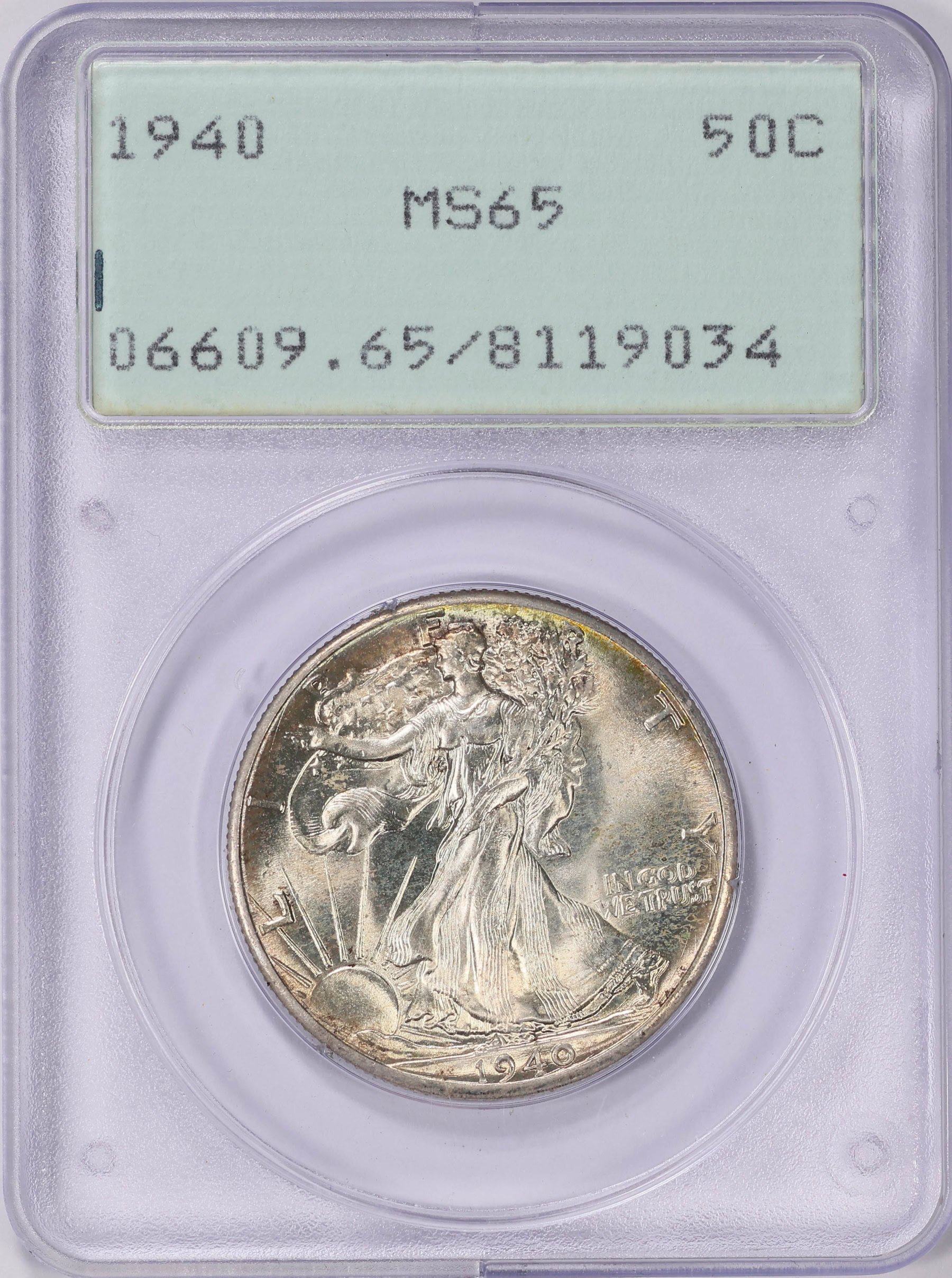 1940 Walking Liberty Half Dollar PCGS MS-65 OGH (1st Gen) (Toned) (Item 1784242 ...