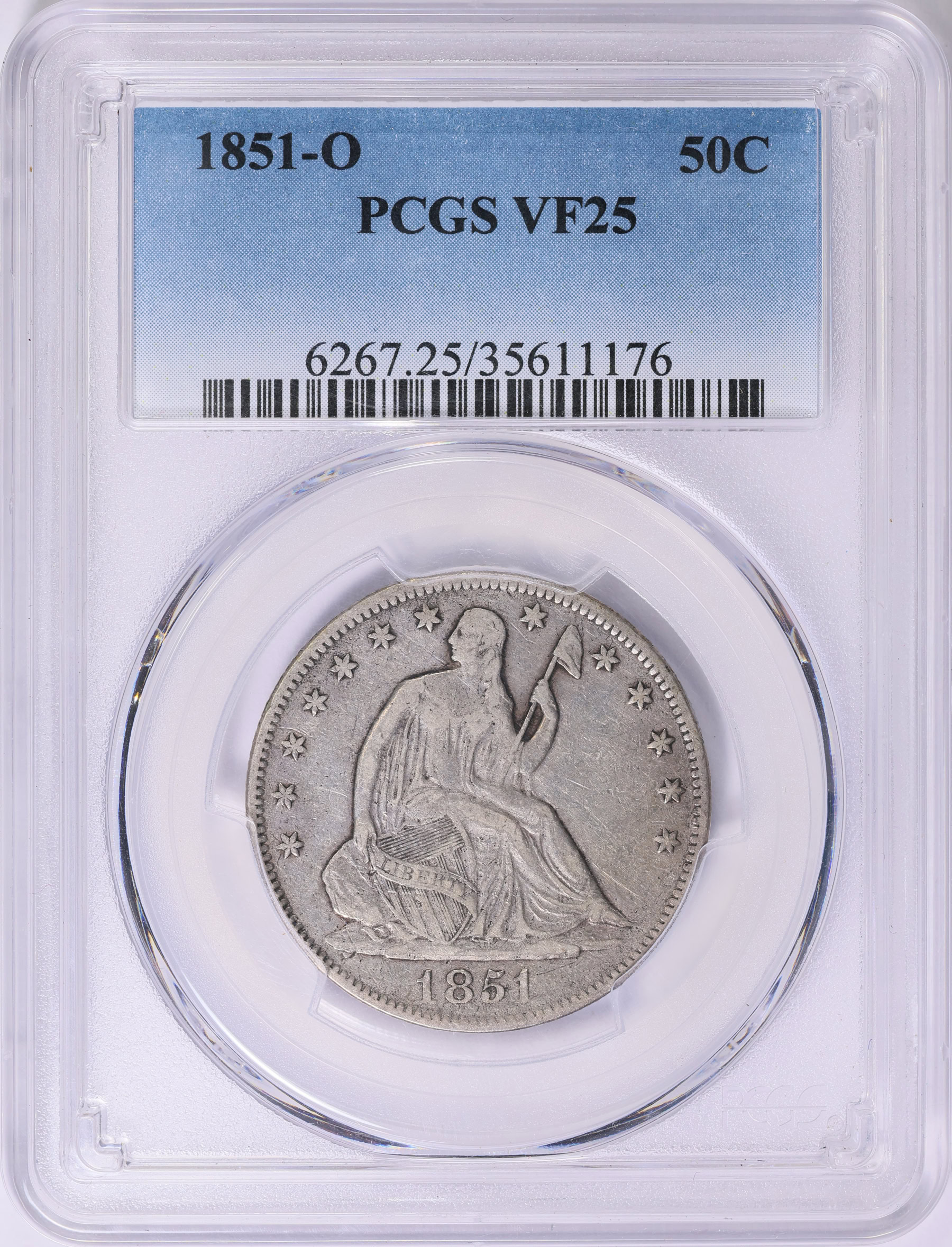 1851-O Seated Liberty Half Dollar PCGS VF-25 (Item 1784266) | GreatCollections Coin Auctions