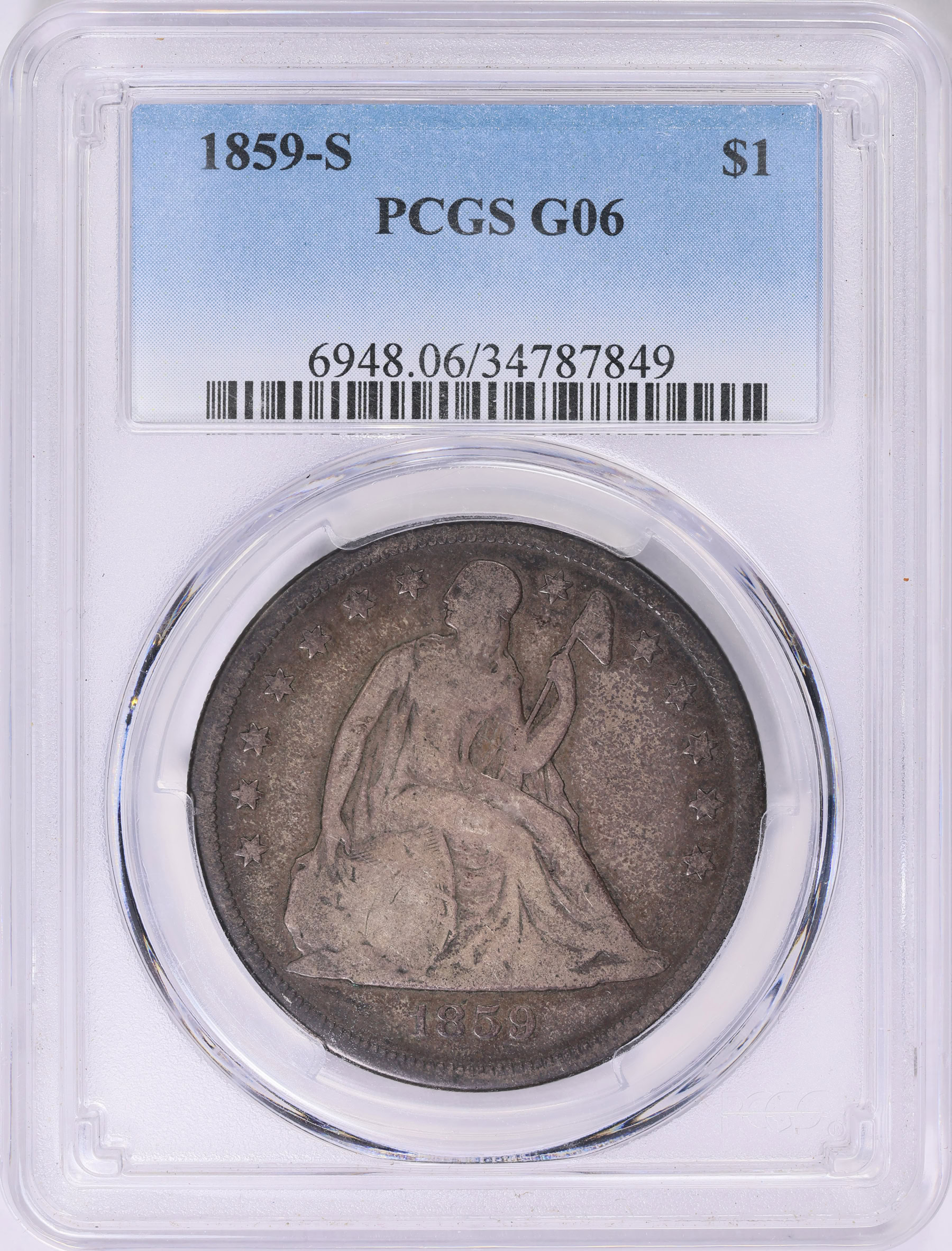 1859-S Seated Liberty Silver Dollar PCGS G-06 (Item 1784270) | GreatCollections Coin Auctions
