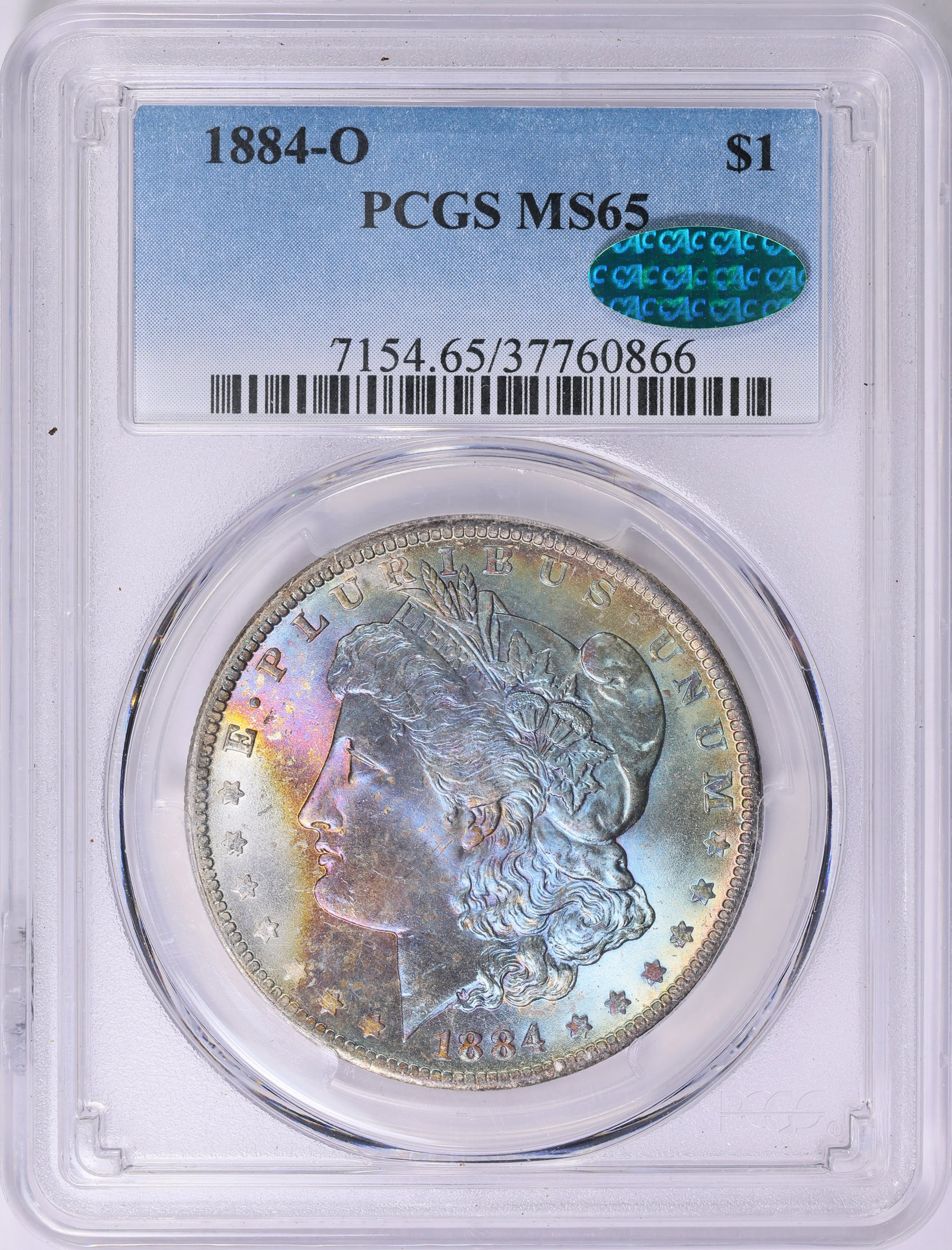 1884-O Morgan Silver Dollar PCGS MS-65 (CAC Green) (Toned) (Item 1784337) | GreatCollections ...