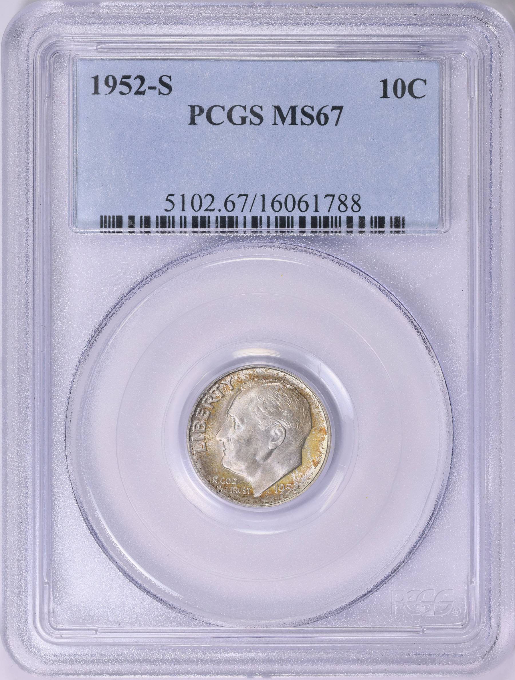 1952-S Roosevelt Dime PCGS MS-67 (Toned) (Item 1784338 ...