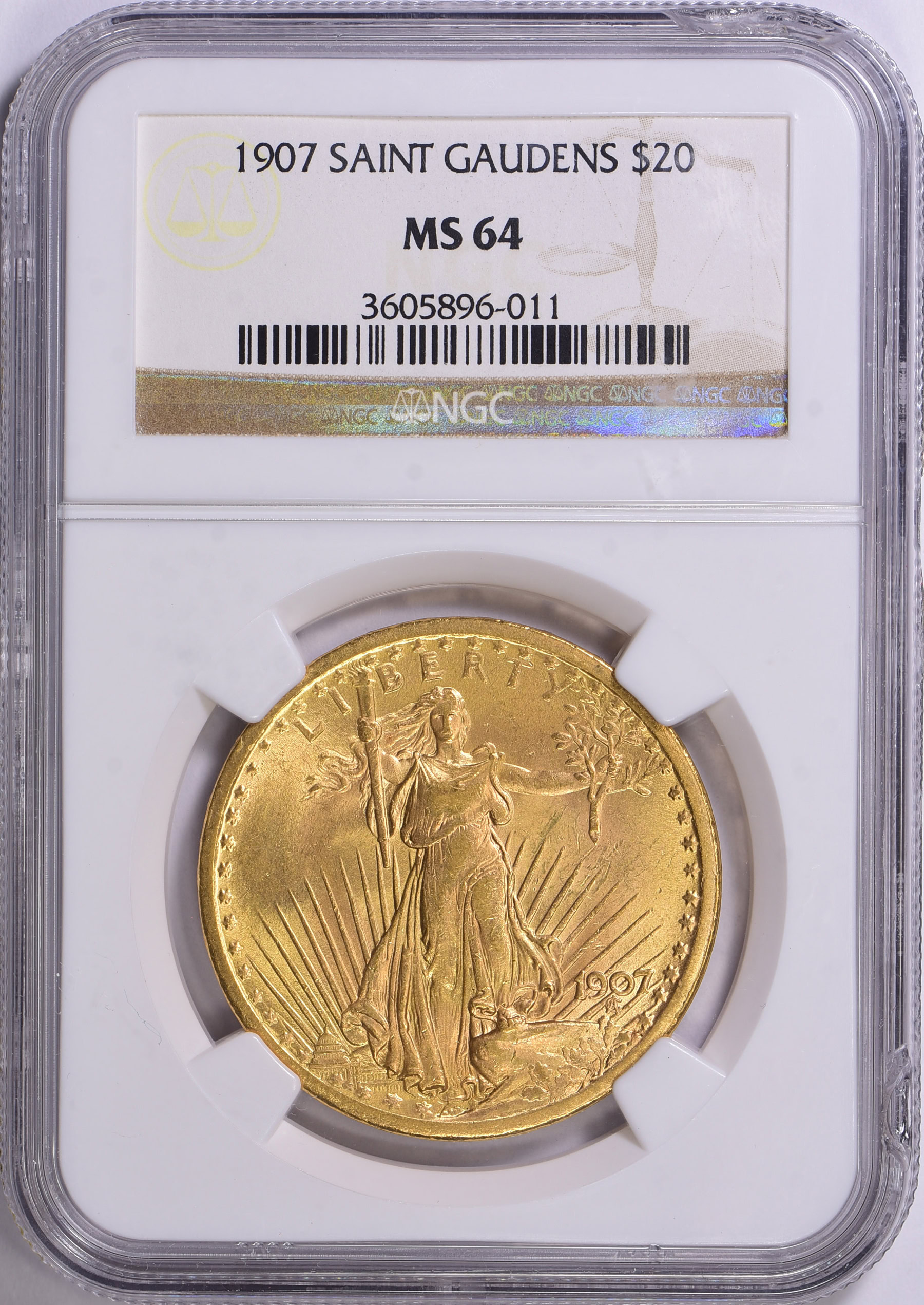 1907 Saint-Gaudens Gold Double Eagle Arabic Numerals NGC MS-64 (Item 1784355) | GreatCollections ...