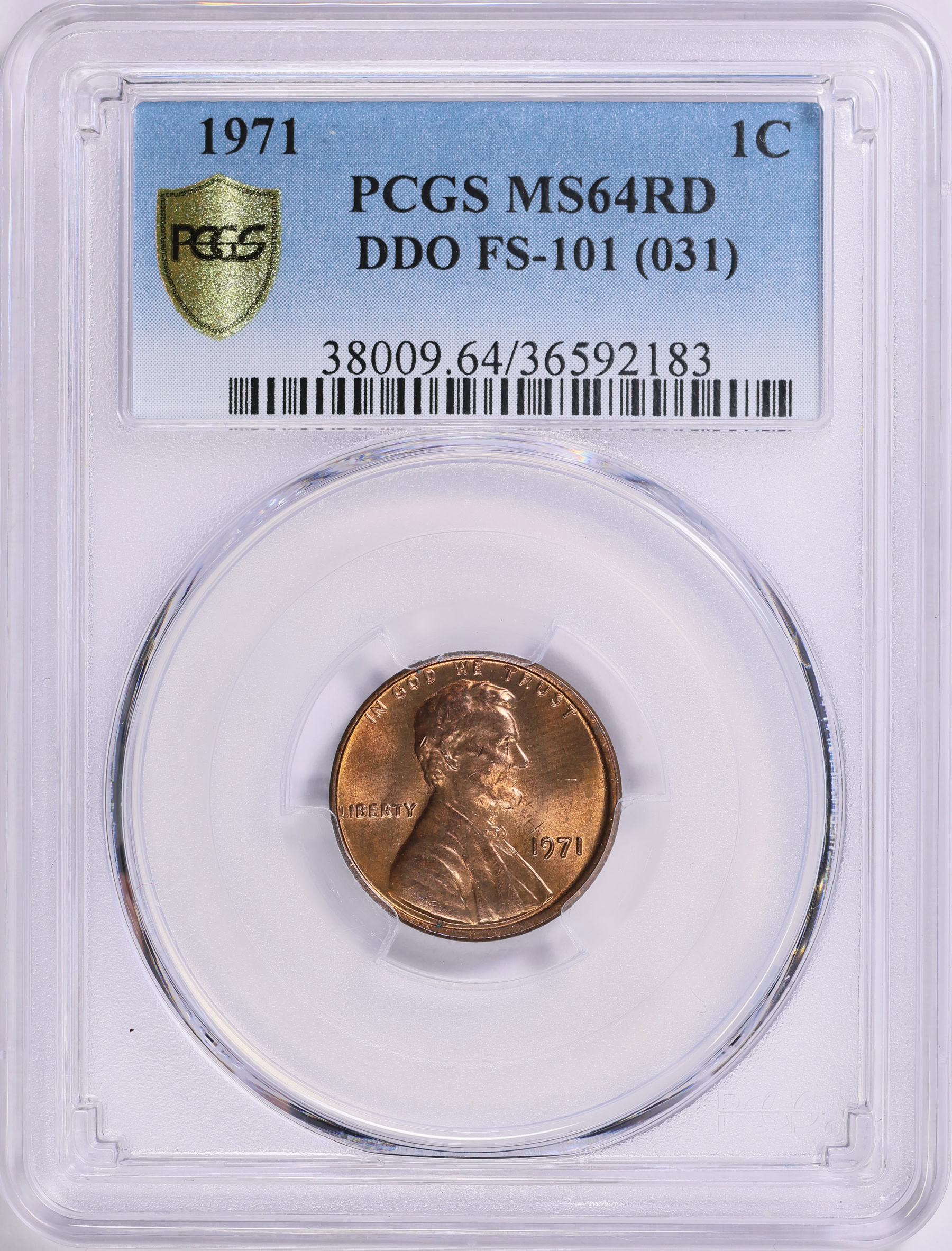 1971 Lincoln Cent Doubled Die Obverse FS-101 (031) PCGS MS-64 RD (Item ...