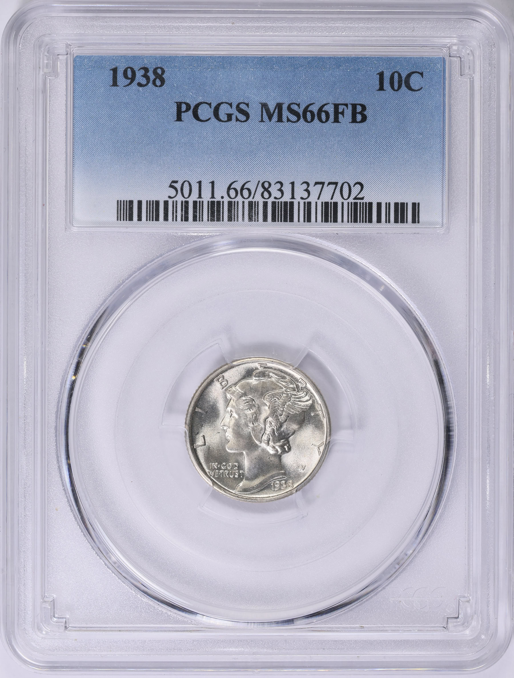1938 Mercury Dime PCGS MS-66 FB (Item 1784387) | GreatCollections Coin Auctions