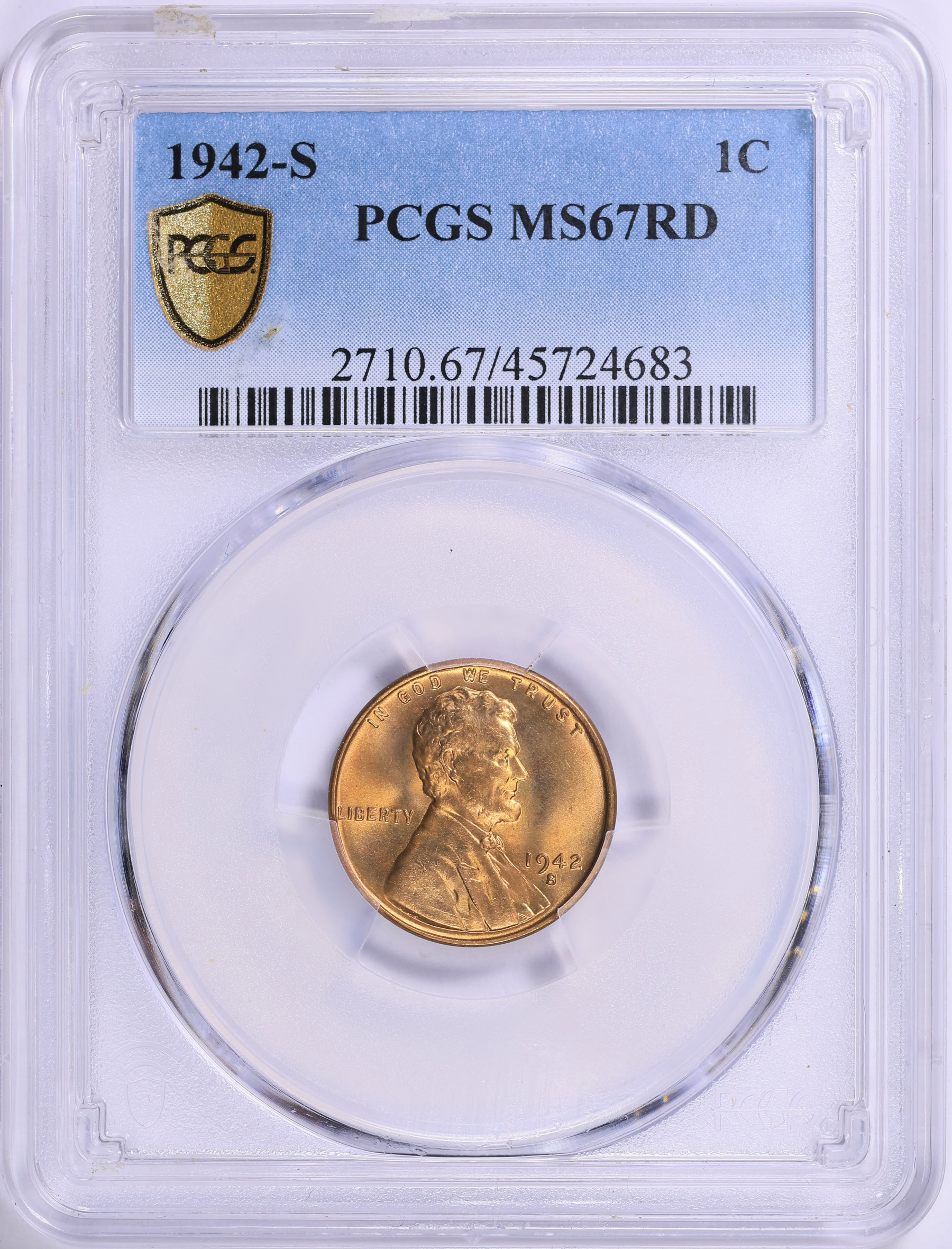 1942-S Lincoln Cent PCGS MS-67 RD (Item 1784393) | GreatCollections Coin Auctions