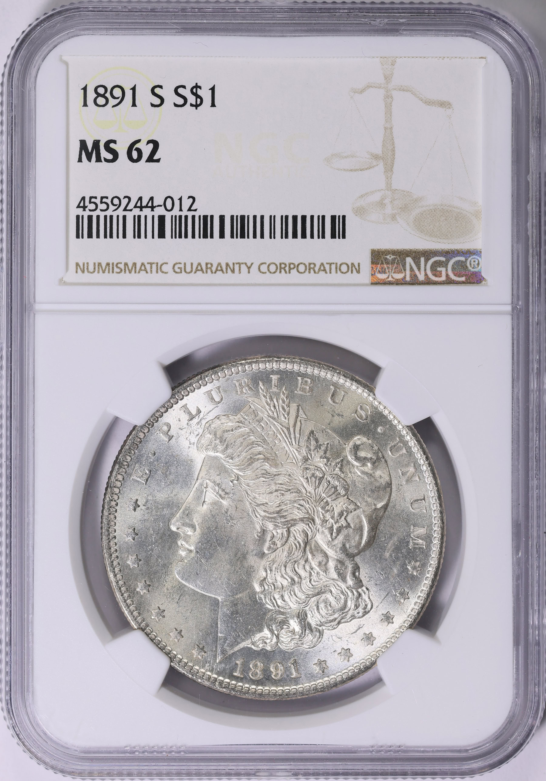 1891-S Morgan Silver Dollar NGC MS-62 (Item 1784442) | GreatCollections Coin Auctions