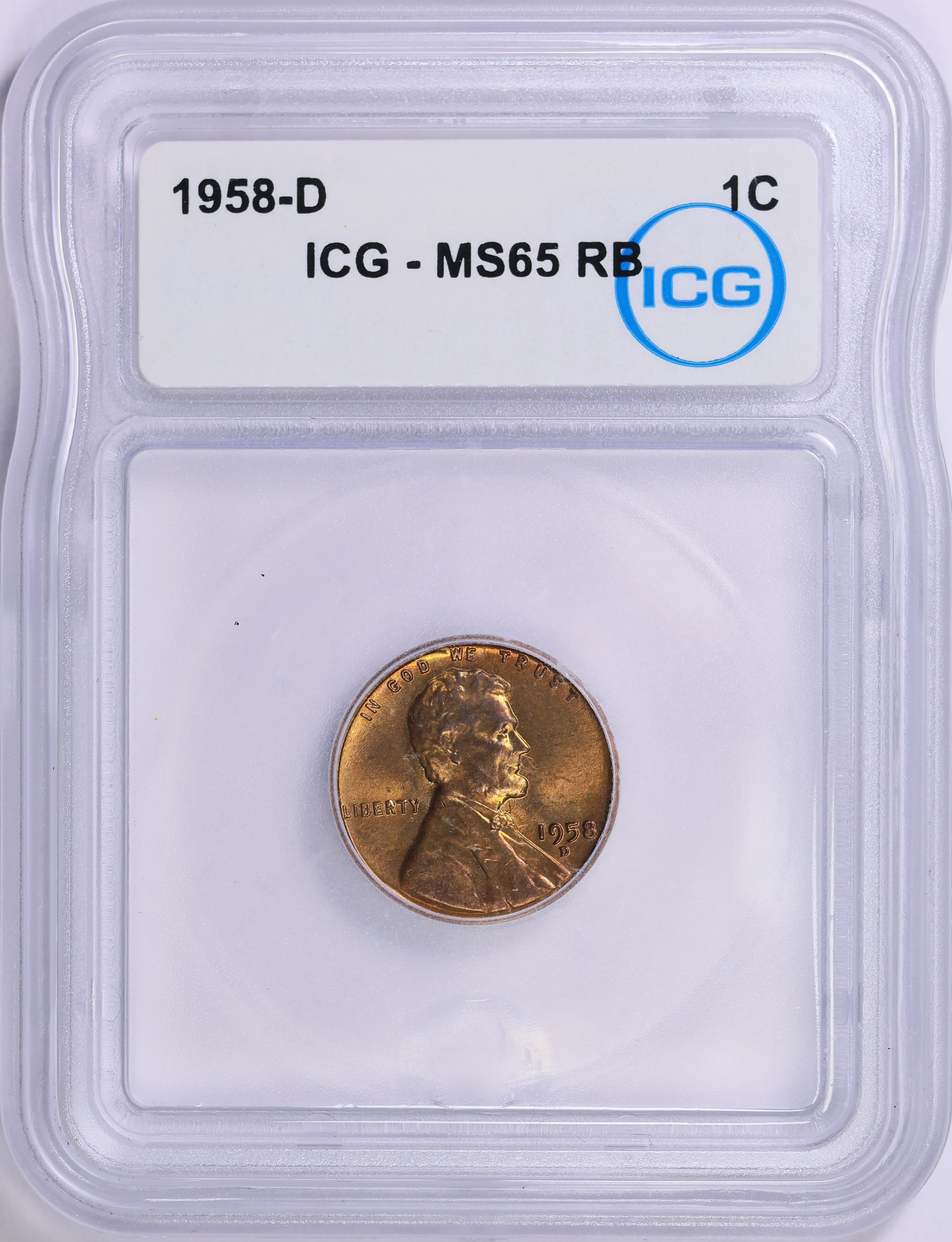 1958-D Lincoln Cent ICG MS-65 RB (Item 1784478) | GreatCollections Coin Auctions