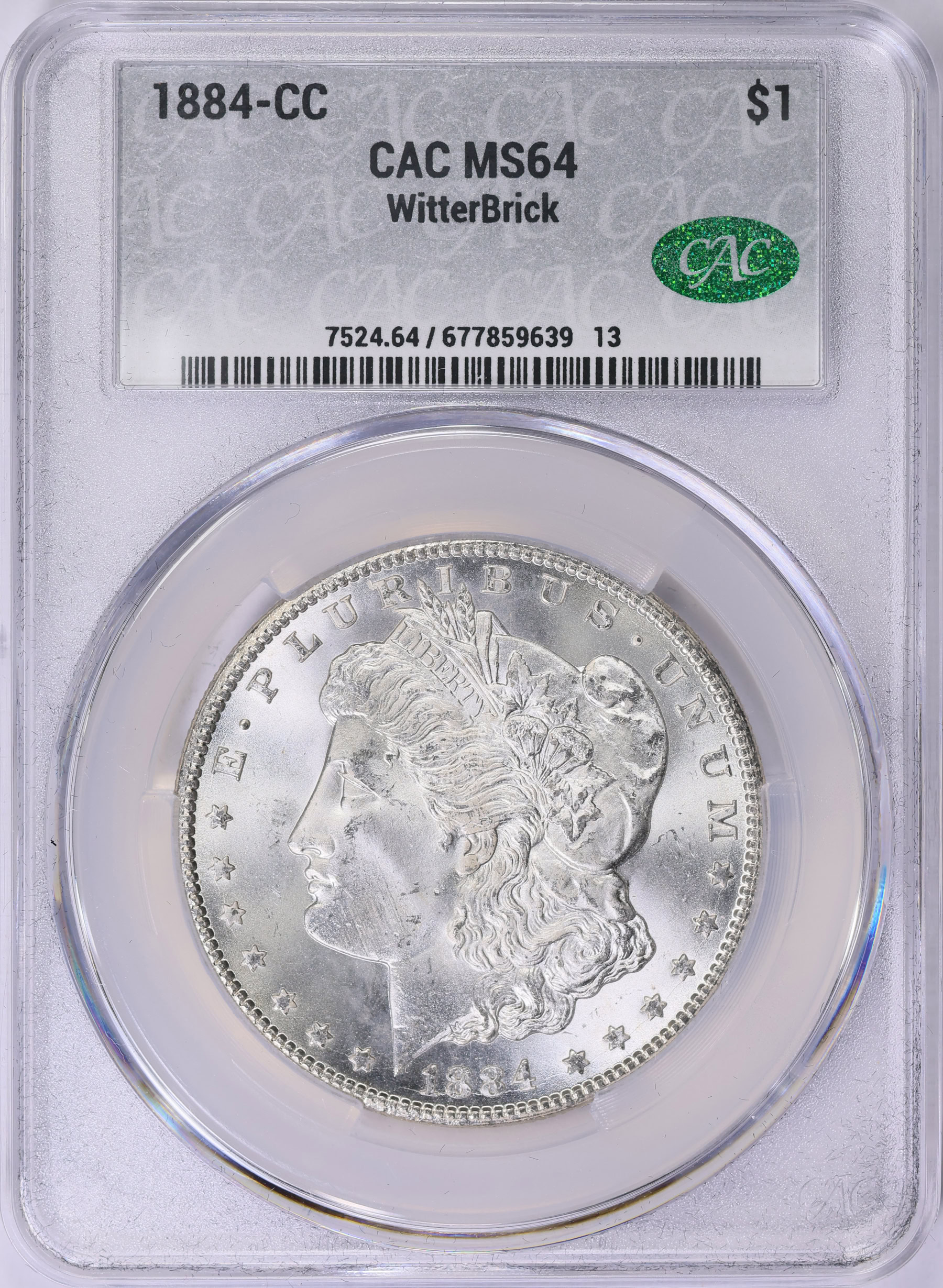 1884-CC Morgan Silver Dollar CACG MS-64 (WitterBrick, Signed Seth Chandler) (Item 1784502 ...