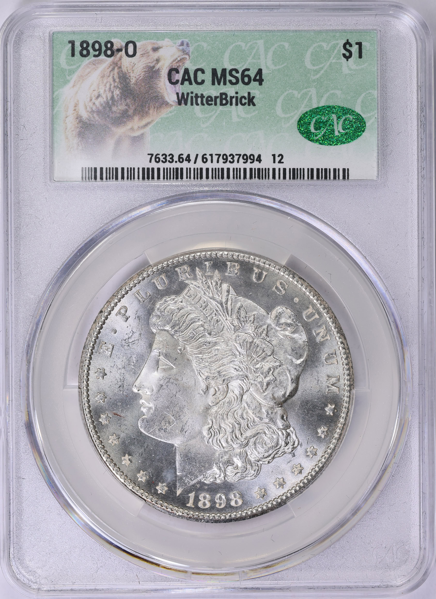 1898-O Morgan Silver Dollar CACG MS-64 (WitterBrick, Signed Seth Chandler) (Item 1784506 ...