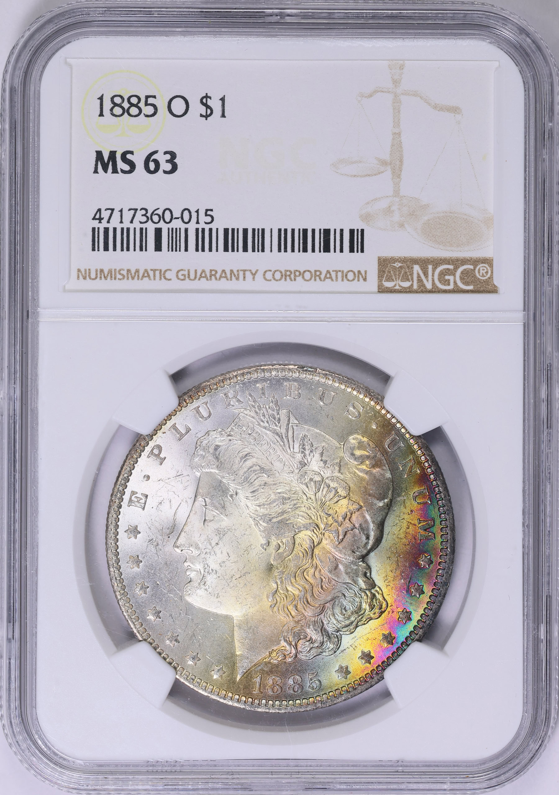 1885-O Morgan Silver Dollar NGC MS-63 (Toned) (Item 1784512) | GreatCollections Coin Auctions