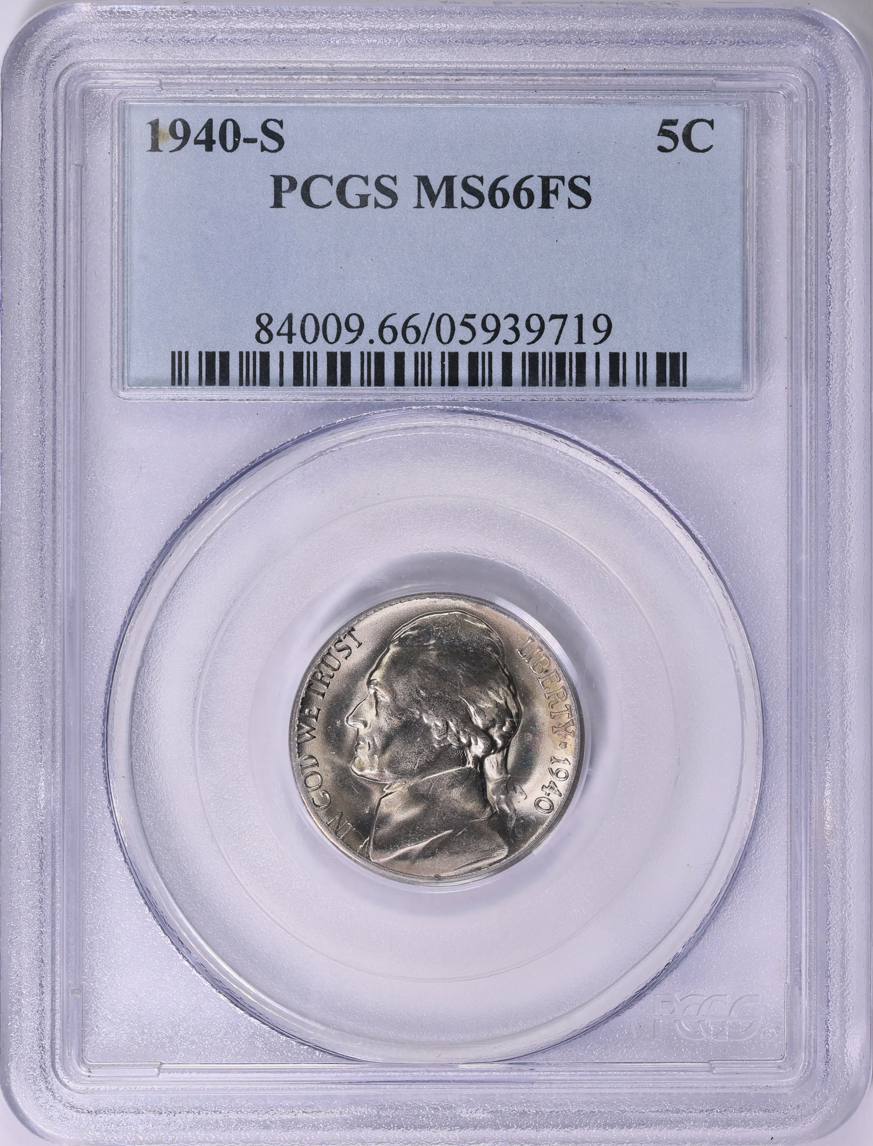 1940-S Jefferson Nickel PCGS MS-66 FS (Toned) (Item 1784533) | GreatCollections Coin Auctions