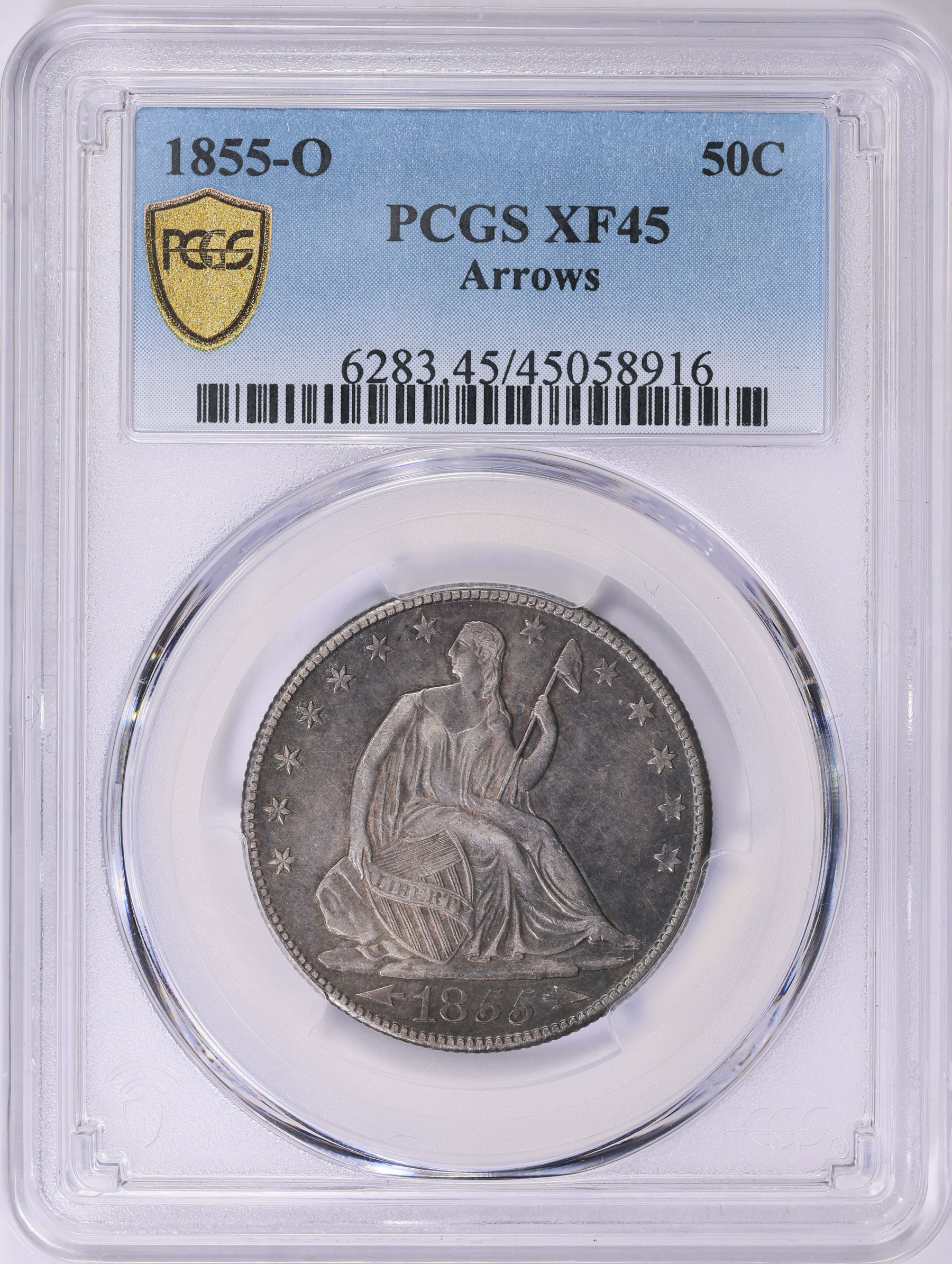 1855-O Seated Liberty Half Dollar Arrows PCGS XF-45 (Item 1784560) | GreatCollections Coin Auctions