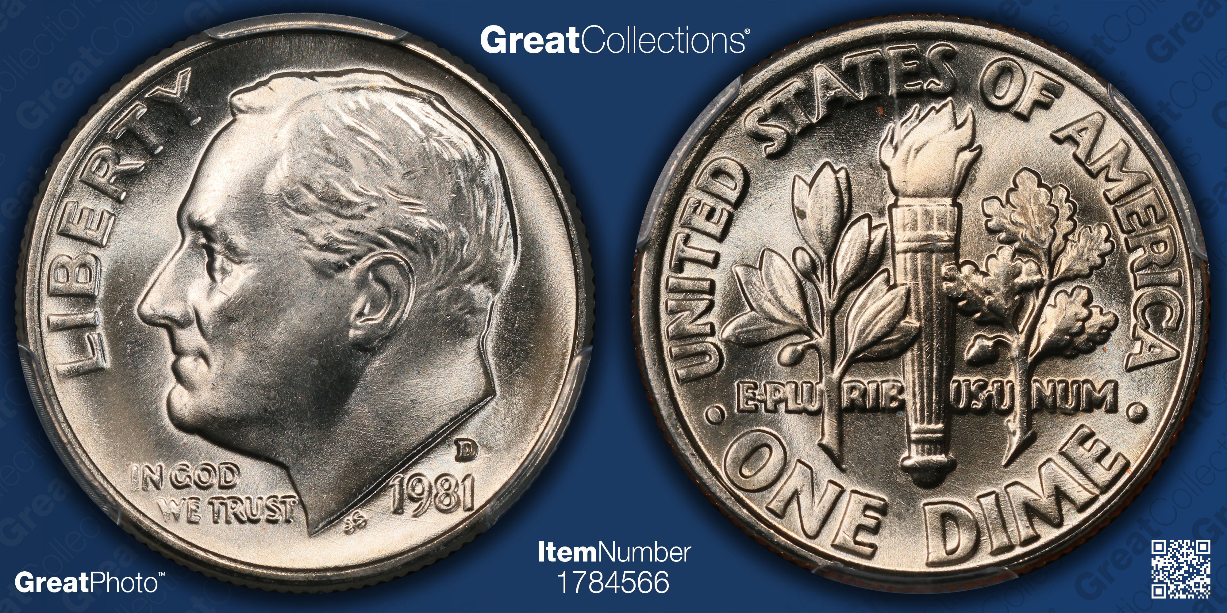 1981-D Roosevelt Dime PCGS MS-68 FB (Item 1784566) | GreatCollections ...