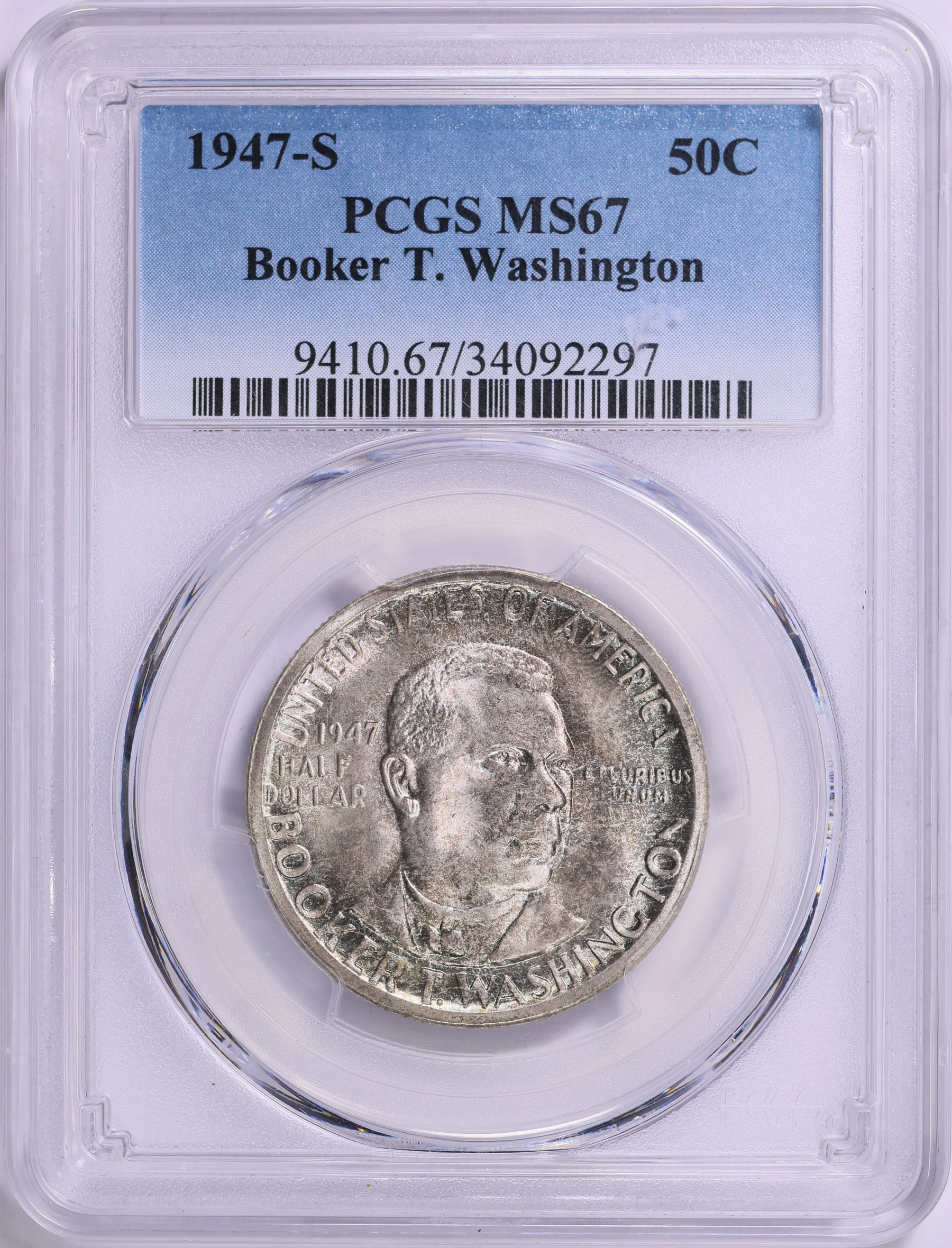 1947-S Booker T. Washington Memorial Half Dollar PCGS MS-67 (Toned) (Item 1784594 ...