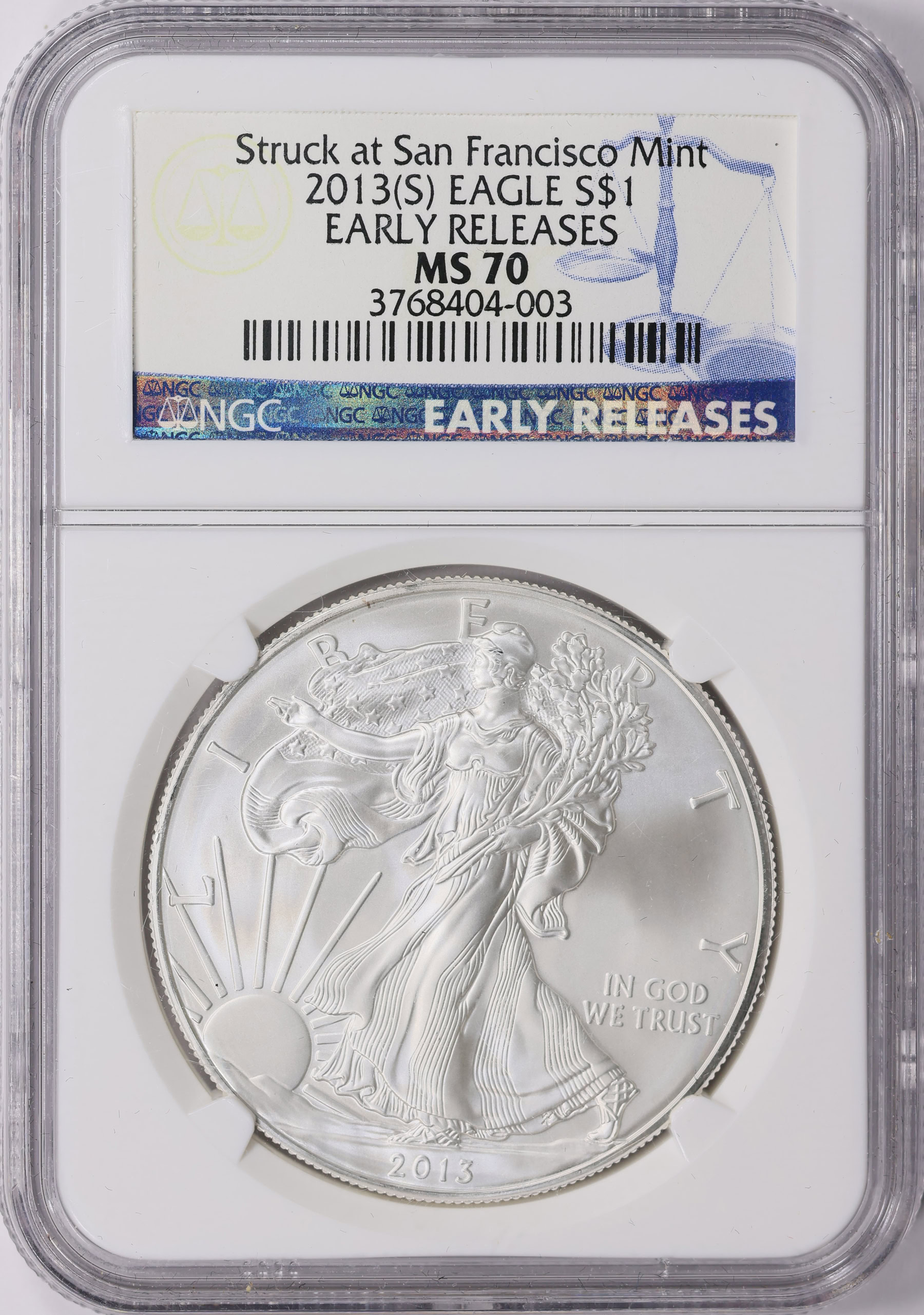 2013-(S) $1 Silver Eagle Early Releases Struck at San Francisco NGC MS-70 (Item 1784629 ...