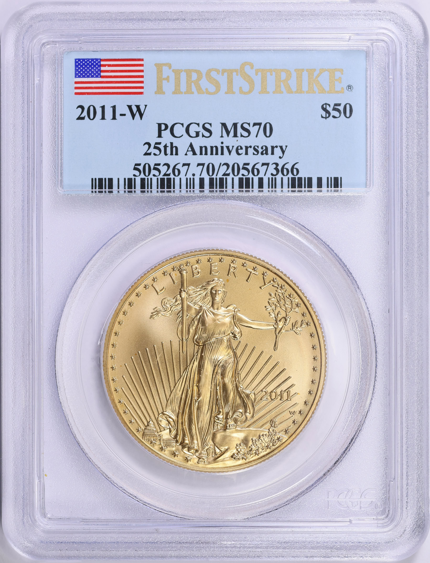 2011-W $50 One-Ounce Gold American Eagle Burnished First Strike PCGS MS-70 (Item 1784722 ...