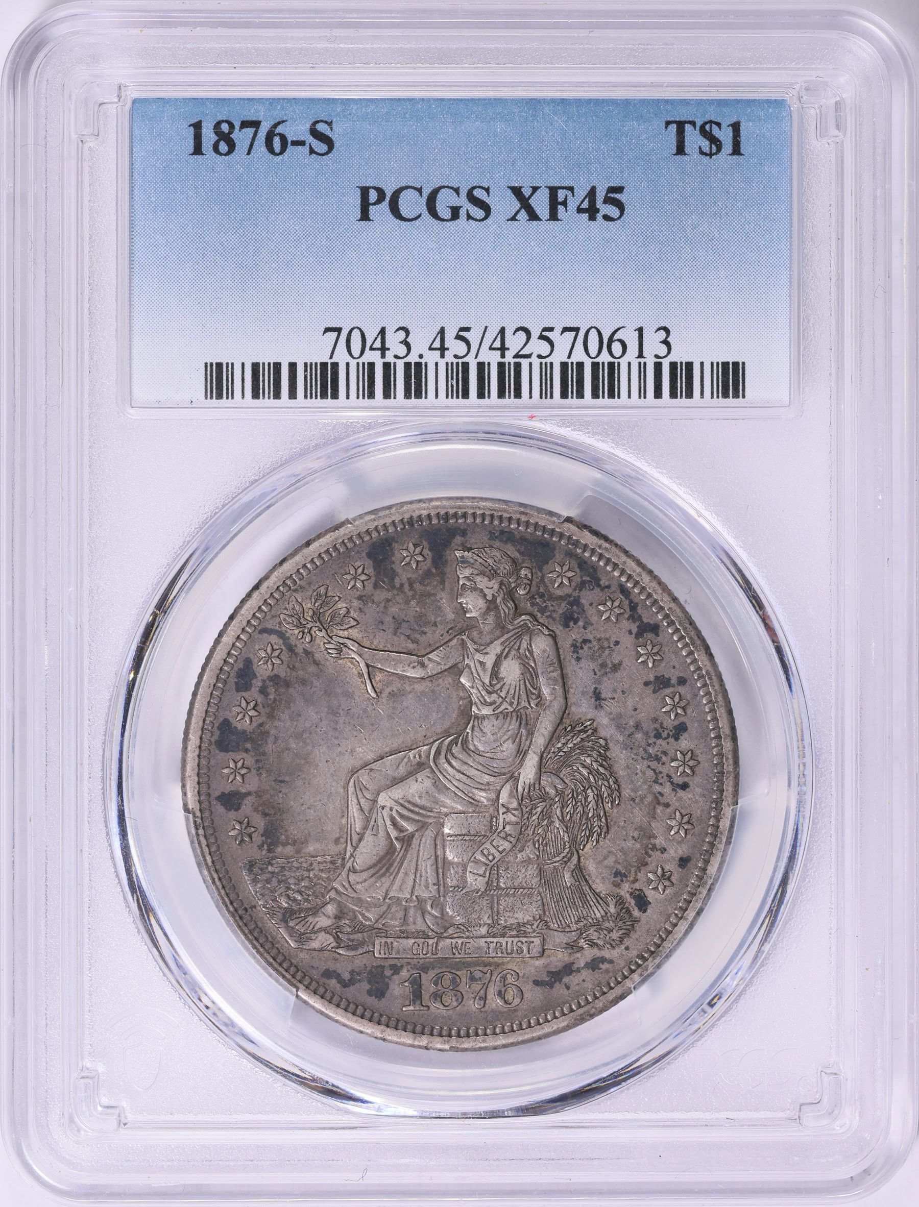 1876-S Trade Silver Dollar PCGS XF-45 (Item 1784776) | GreatCollections Coin Auctions