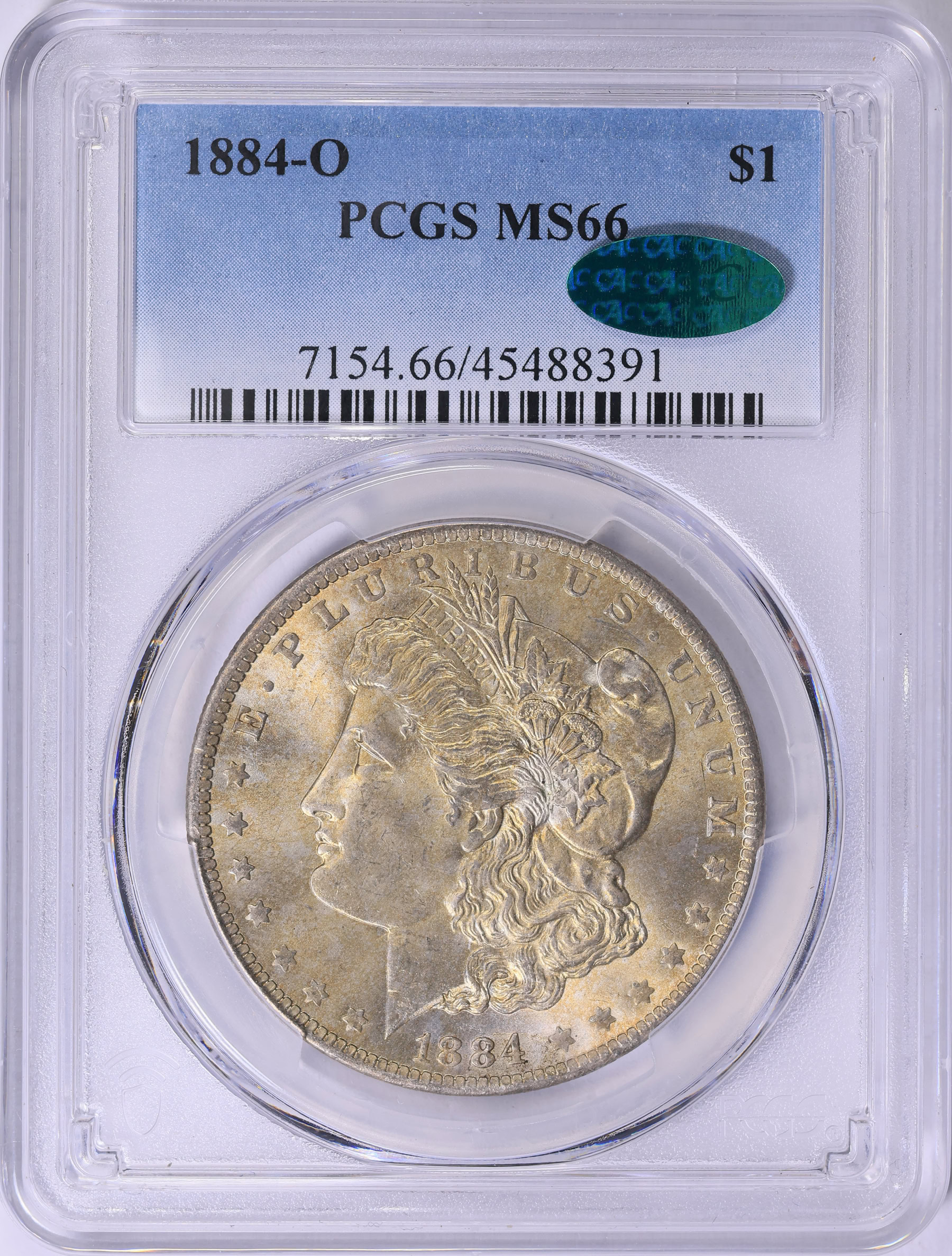 1884-O Morgan Silver Dollar PCGS MS-66 (CAC Green) (Toned) (Item 1784779) | GreatCollections ...