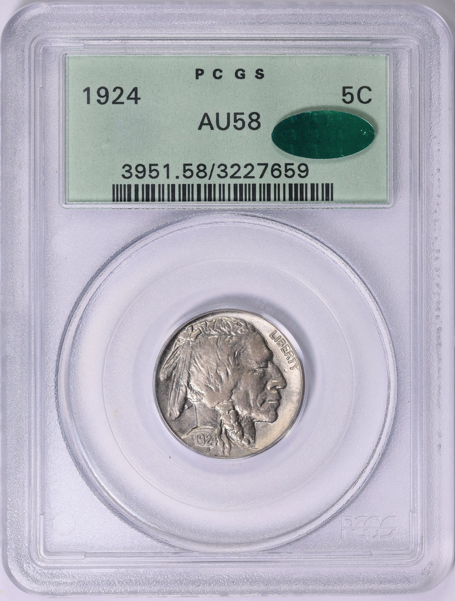 1924 Buffalo Nickel PCGS AU-58 (CAC Green) OGH (Item 1784785 ...