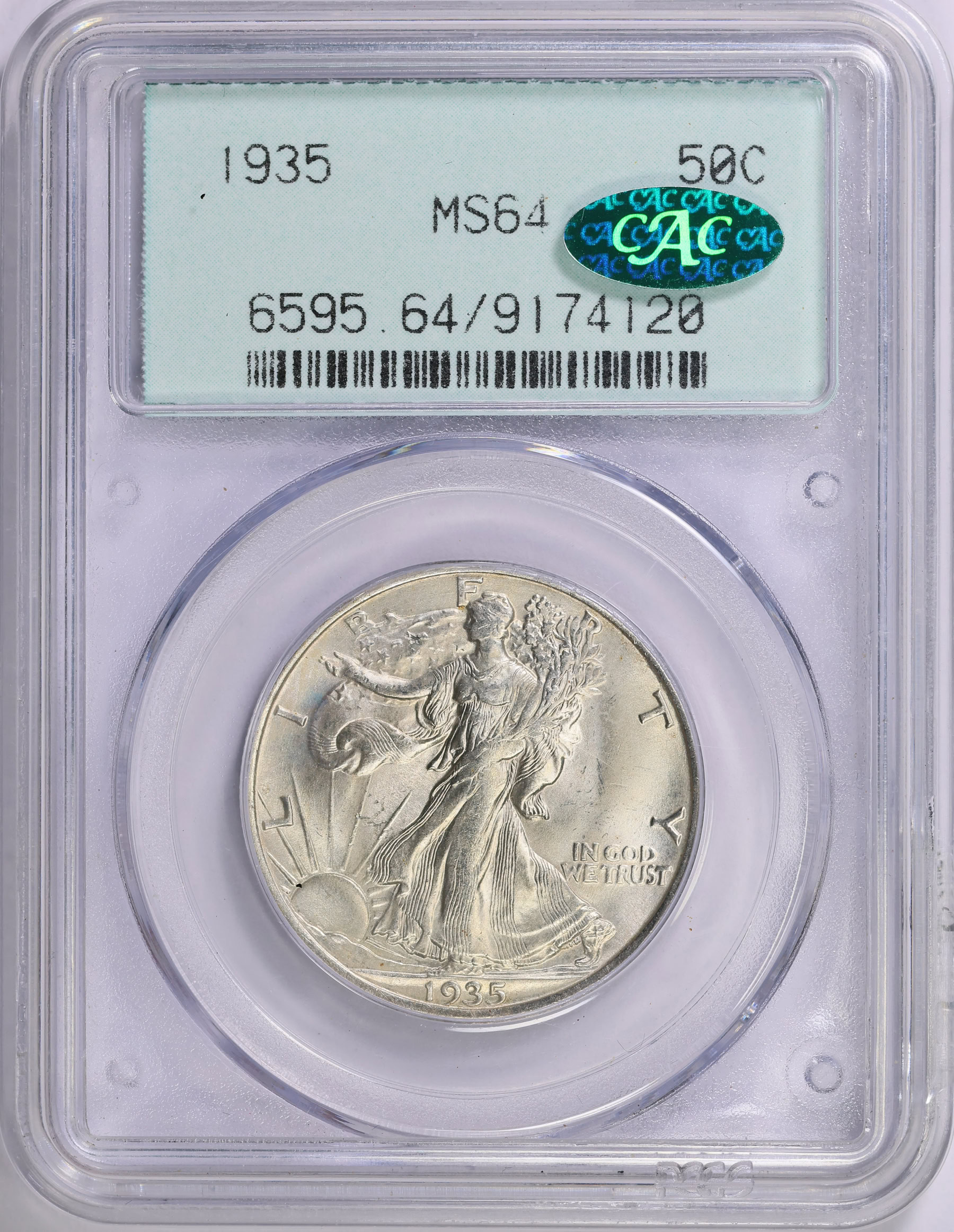1935 Walking Liberty Half Dollar PCGS MS-64 (CAC Green) OGH (2nd Gen) (Item 1784787 ...