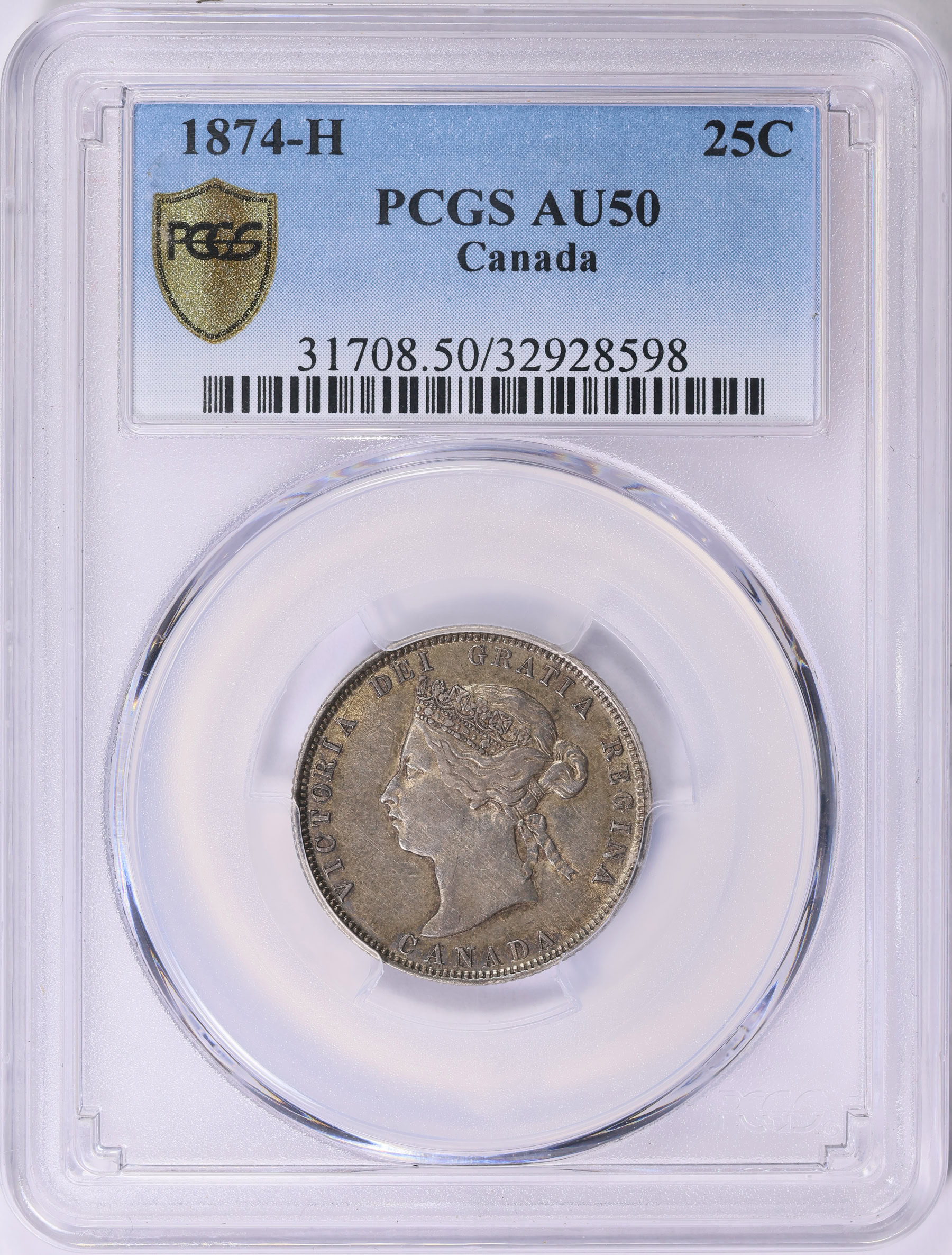 Canada 1874-H Silver 25 Cents KM-5 PCGS AU-50 (Item 1784793) | GreatCollections Coin Auctions