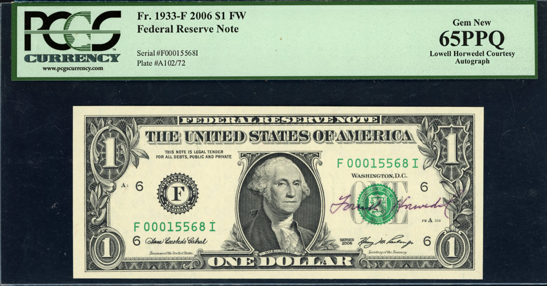Fr. 1933-F (FI Block) 2006 $1 Atlanta Federal Reserve Note Courtesy ...