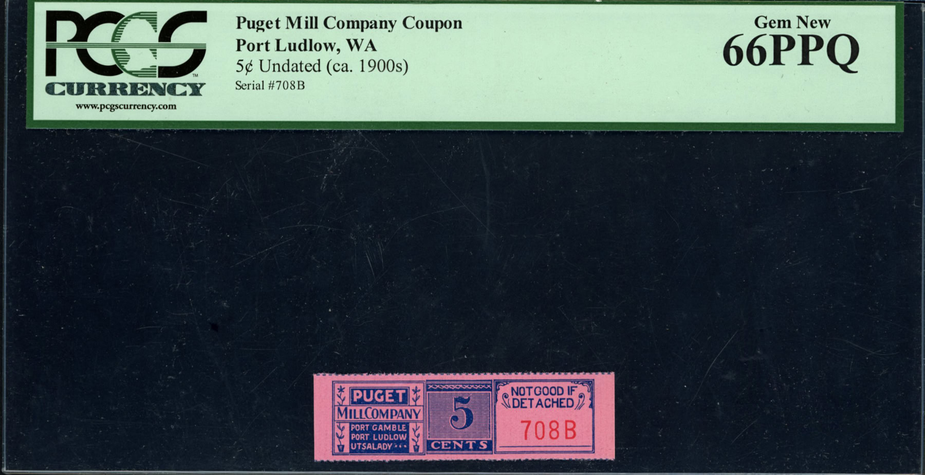 ND (c.1900s) Port Ludlow, Washington 5 Cents Puget Mill Company Coupon ...