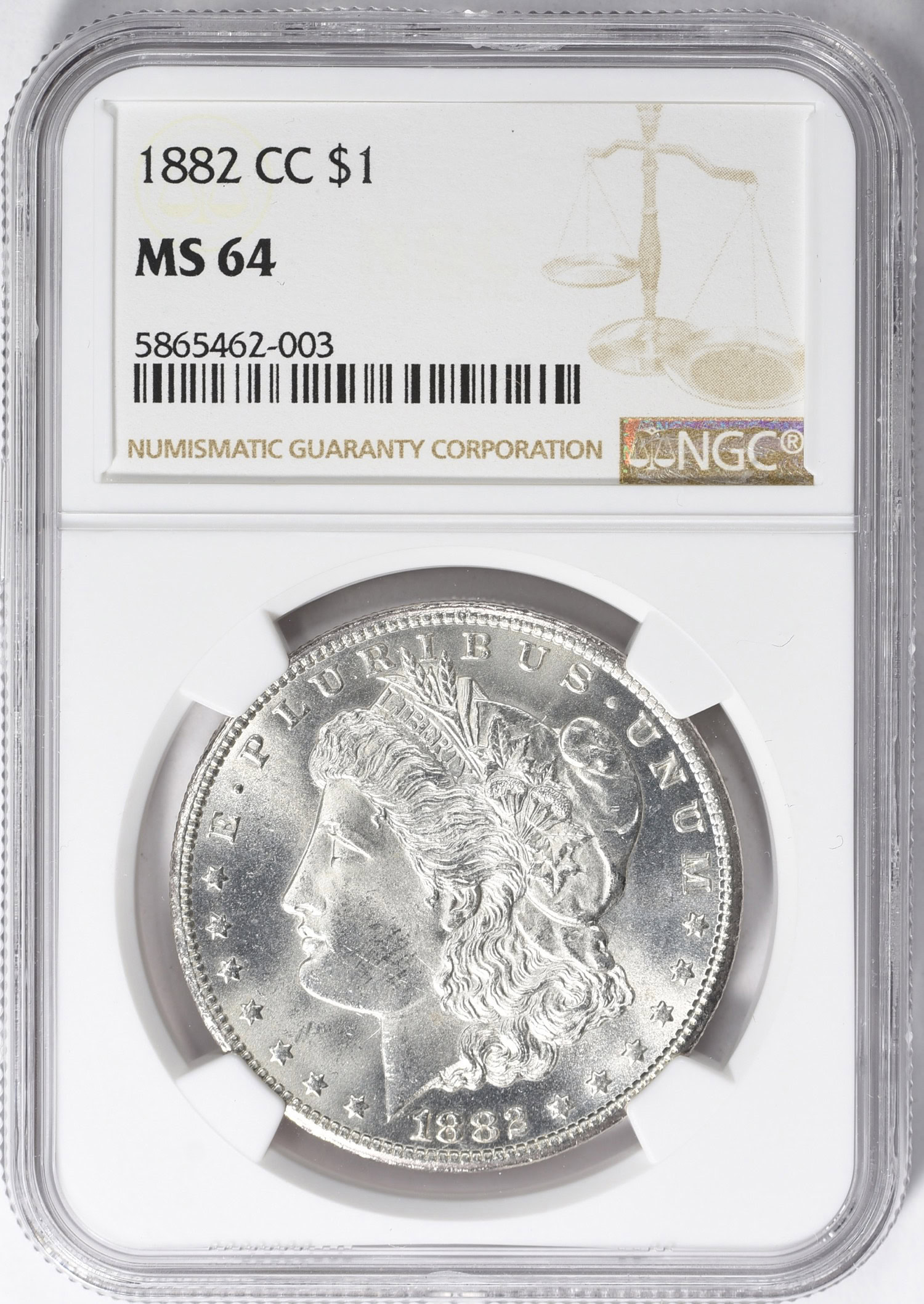 1882-CC Morgan Silver Dollar NGC MS-64 (Item 1785126) | GreatCollections Coin Auctions