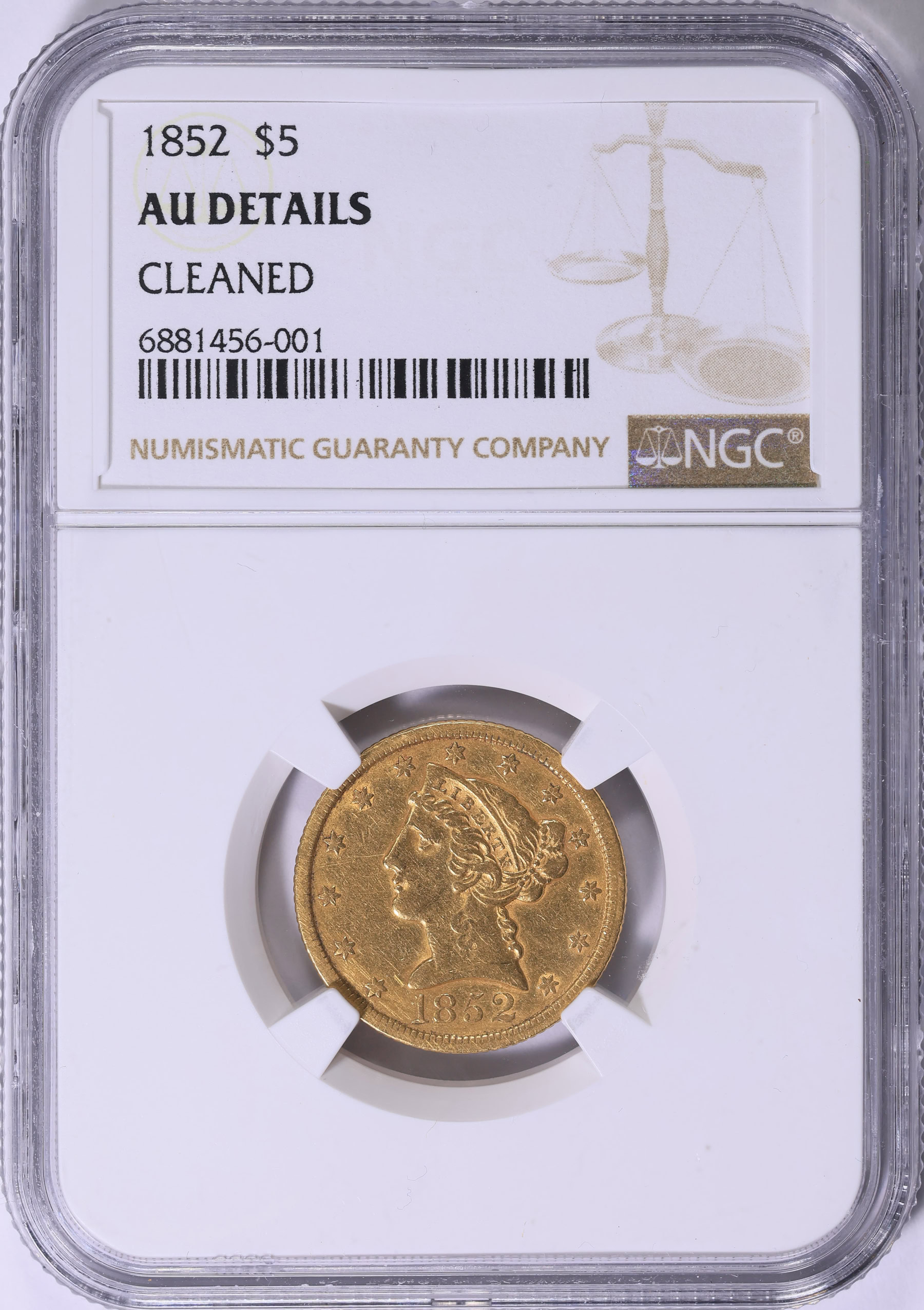 1852 Liberty Gold Half Eagle NGC AU Details (Item 1785154) | GreatCollections Coin Auctions