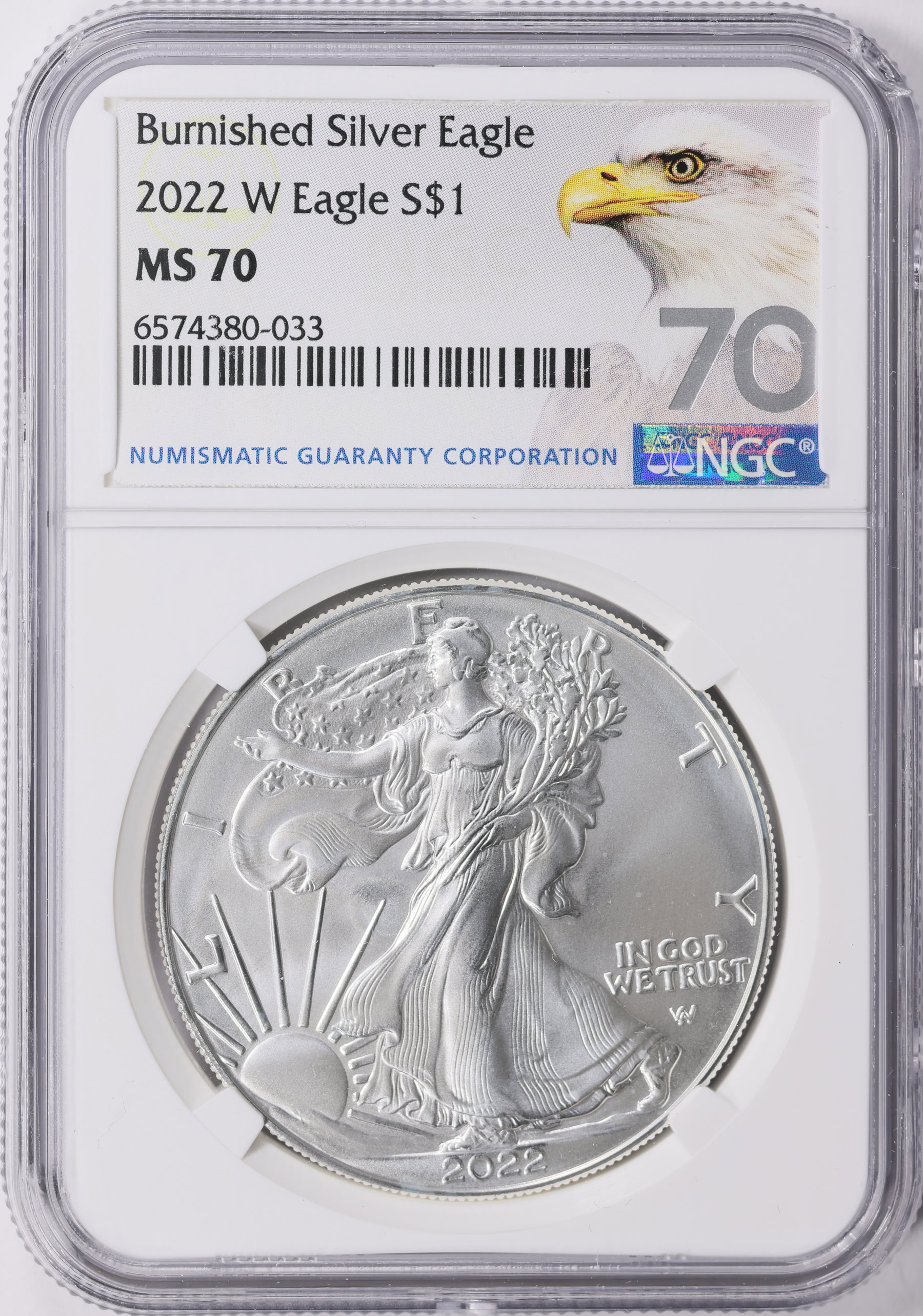 2022-W $1 Silver Eagle Burnished NGC MS-70 (Eagle Label) (Item 1785188) | GreatCollections Coin ...
