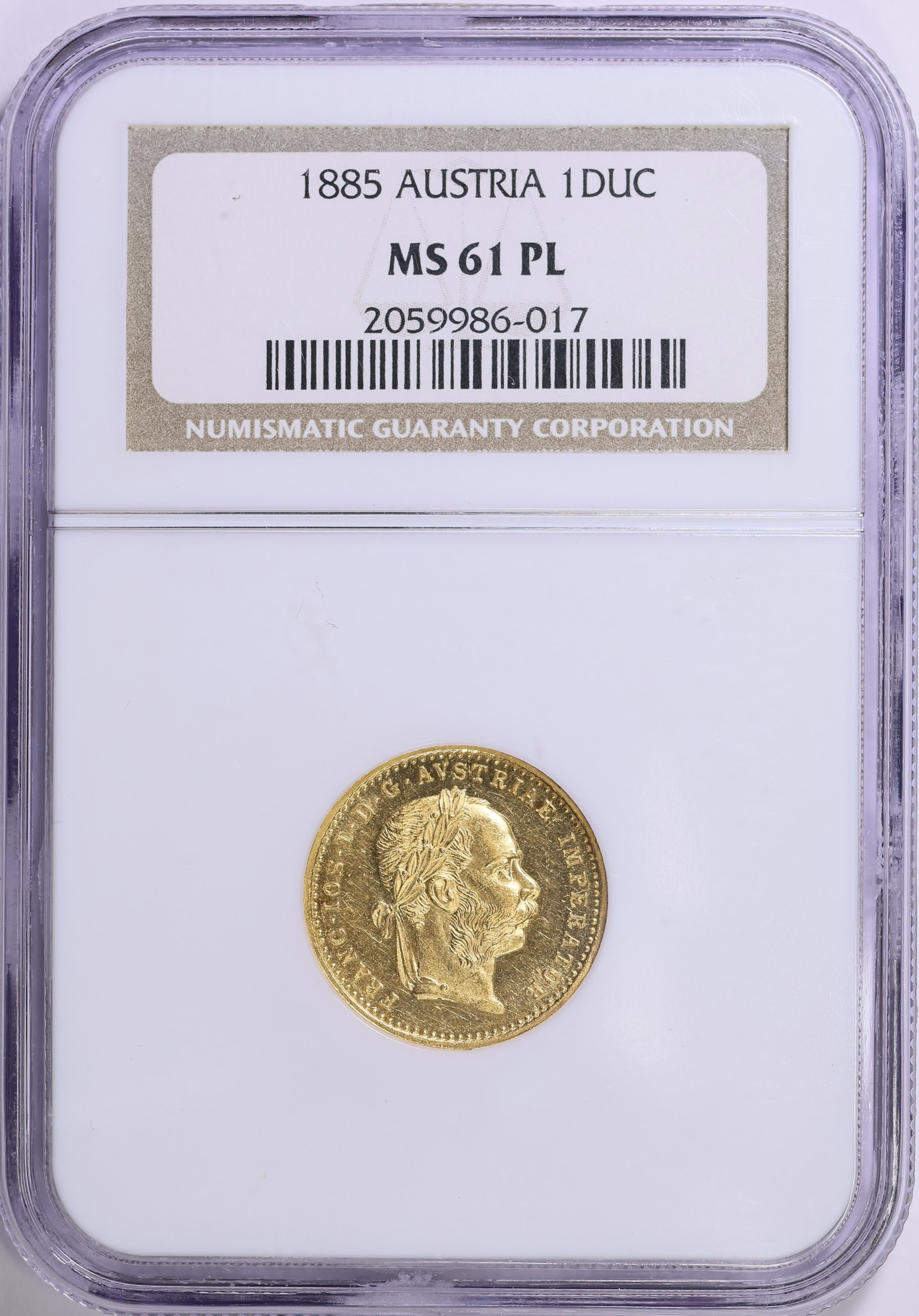 Austria 1885 Gold Ducat KM-2267 NGC MS-61 PL (AGW = 0.1107 oz.) (Item ...