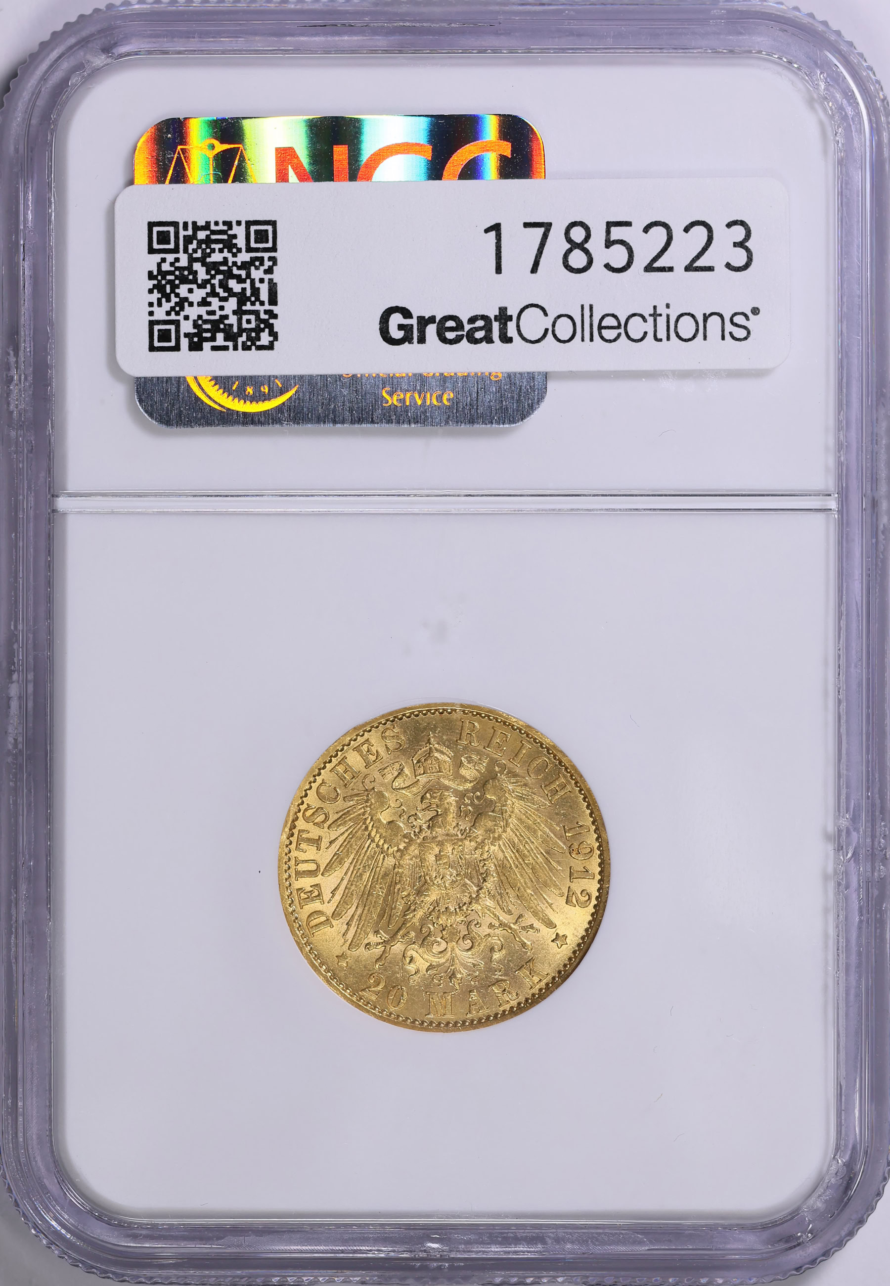 Germany - Prussia 1912-A Gold 20 Marks KM-521 NGC AU-55 (AGW = 0.2305 ...