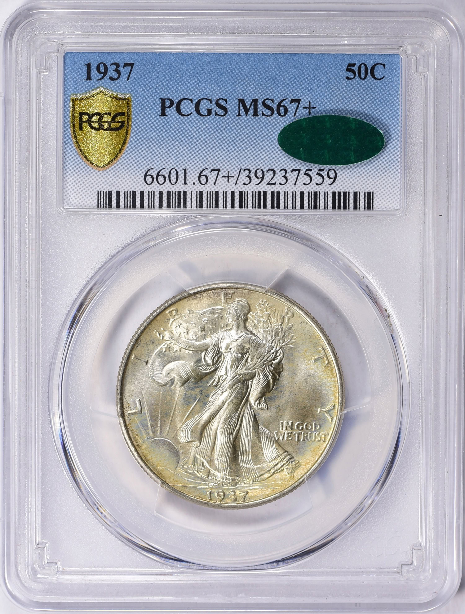 1937 Walking Liberty Half Dollar PCGS MS-67+ (CAC Green) (Item 1785258) | GreatCollections Coin ...