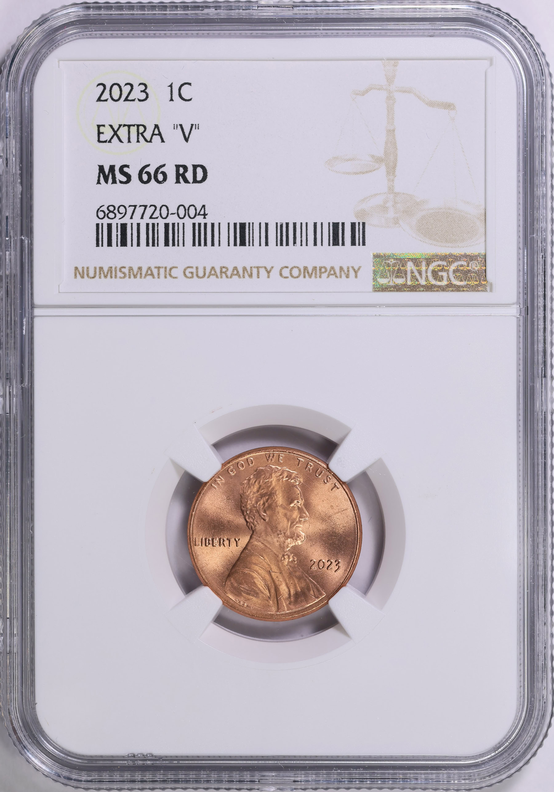2023 Lincoln Cent Shield Extra V NGC MS-66 RD | NGC Cert #6897720-004 ...