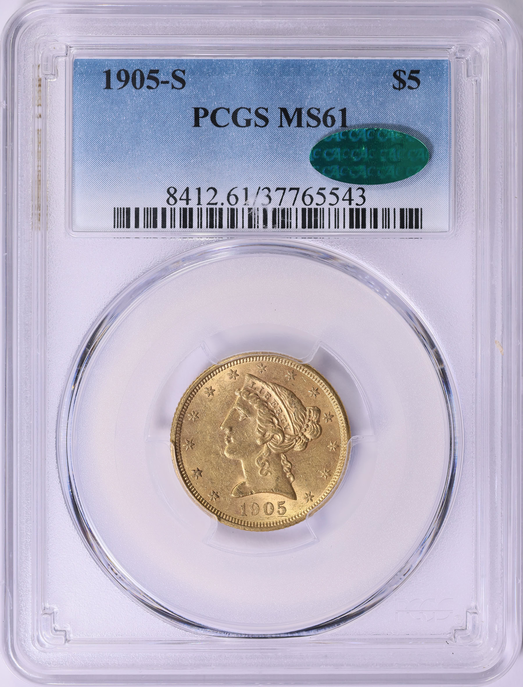 1905-S Liberty Gold Half Eagle PCGS MS-61 (CAC Green) (Item 1785322) | GreatCollections Coin ...