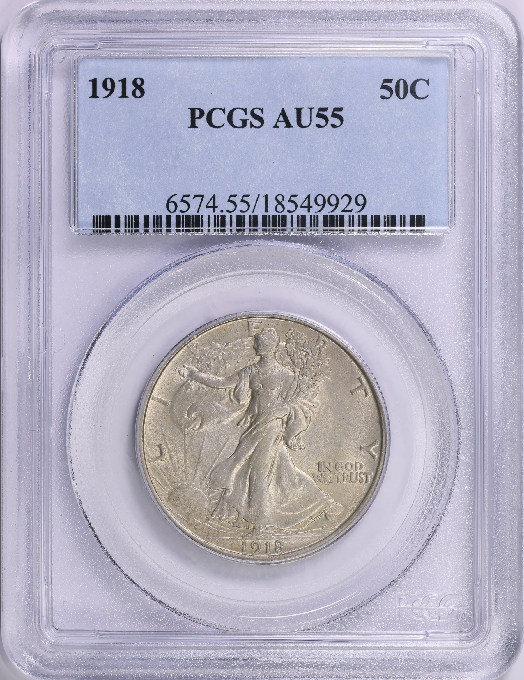 1918 Walking Liberty Half Dollar PCGS AU-55 (Item 1785334 ...