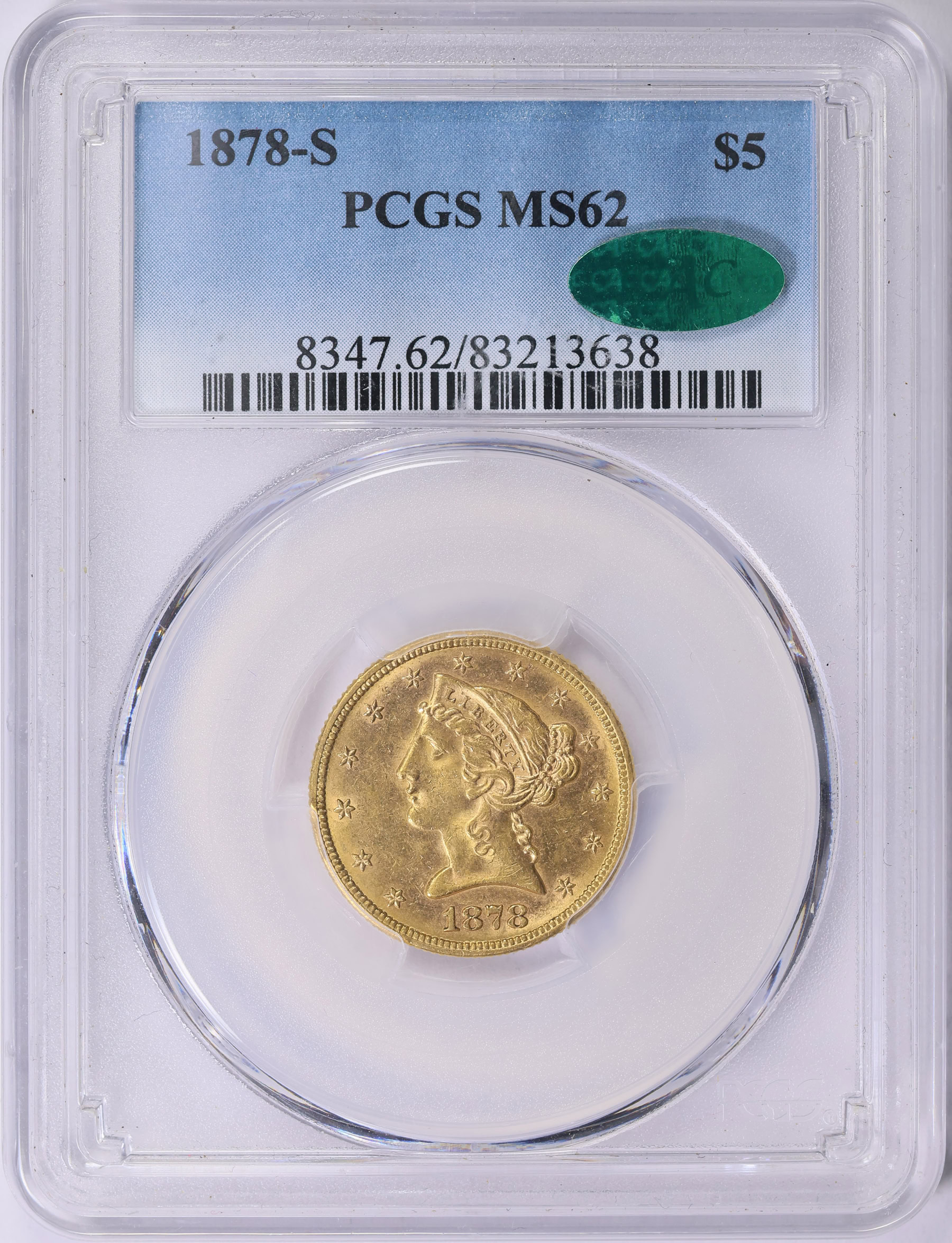 1878-S Liberty Gold Half Eagle PCGS MS-62 (CAC Green) (Item 1785368) | GreatCollections Coin ...