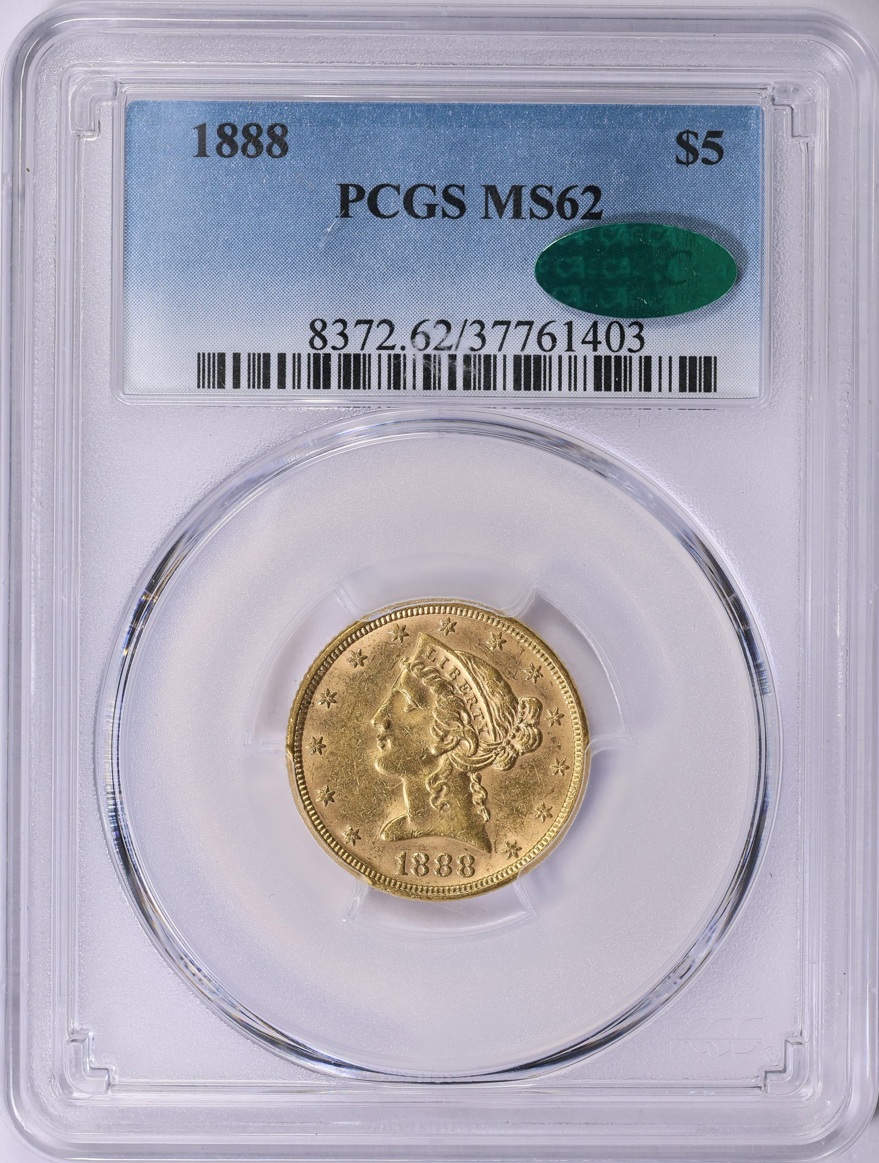 1888 Liberty Gold Half Eagle PCGS MS-62 (CAC Green) (Item 1785373) | GreatCollections Coin Auctions